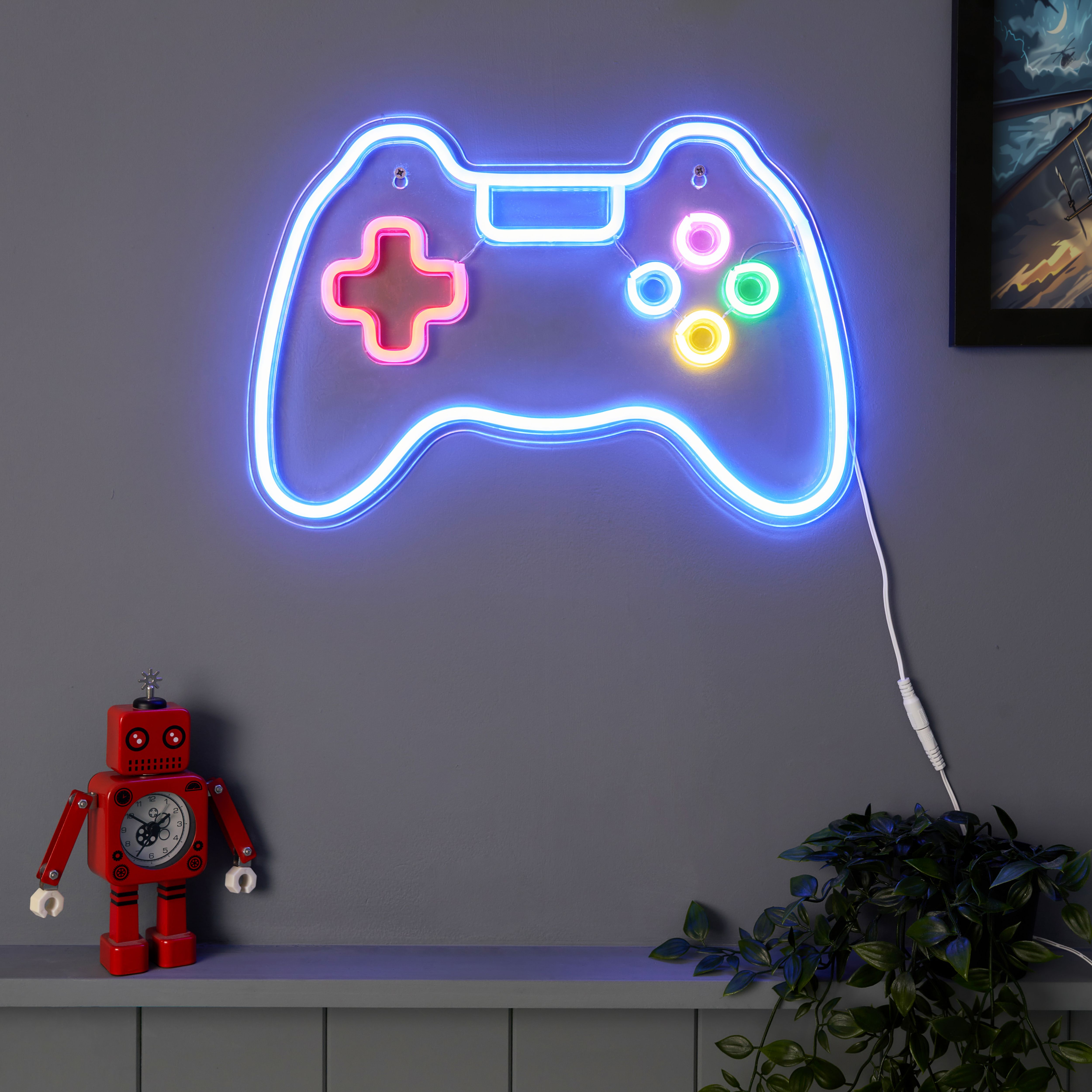 Glow Daria Game controller Neon Multicoloured Plug-in LED Wall light
