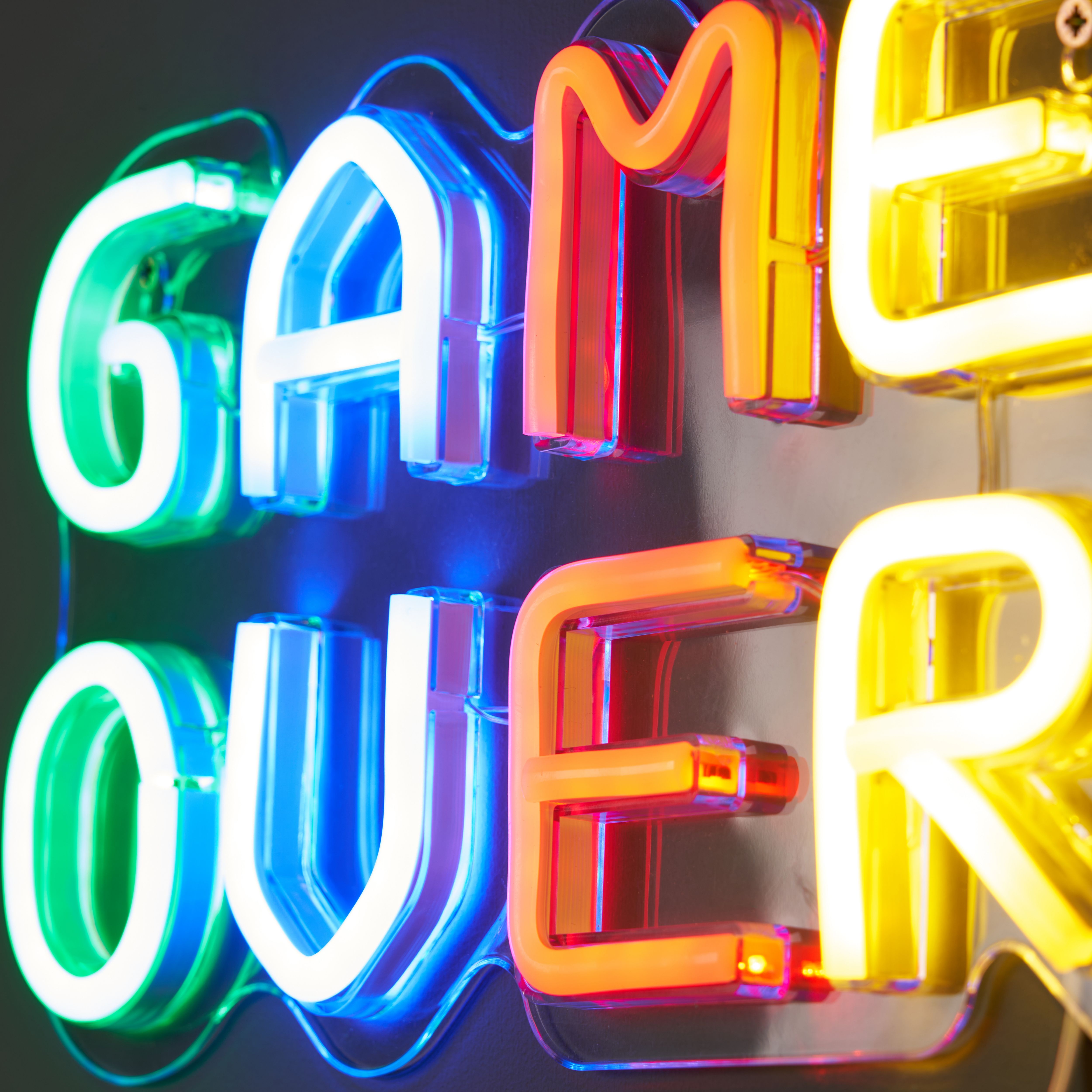 Glow Kasra Game Over Neon Multicoloured Plug-in LED Wall light