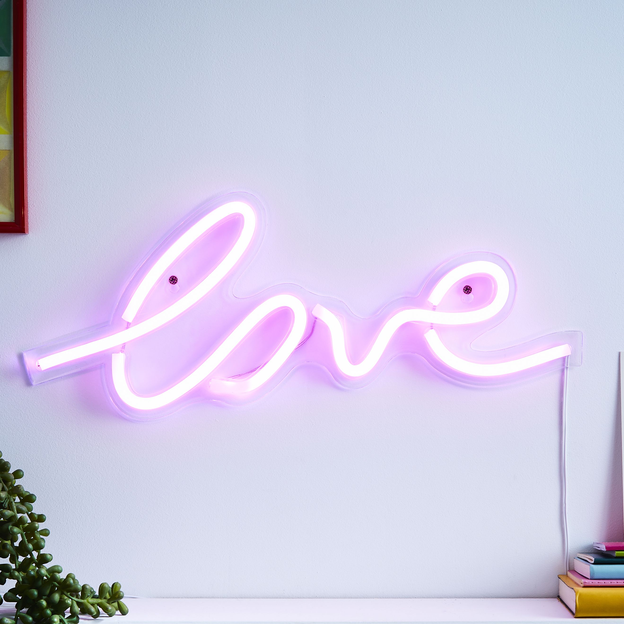 Glow Nuri Neon love Matt Pink Wired LED Wall light | DIY at B&Q