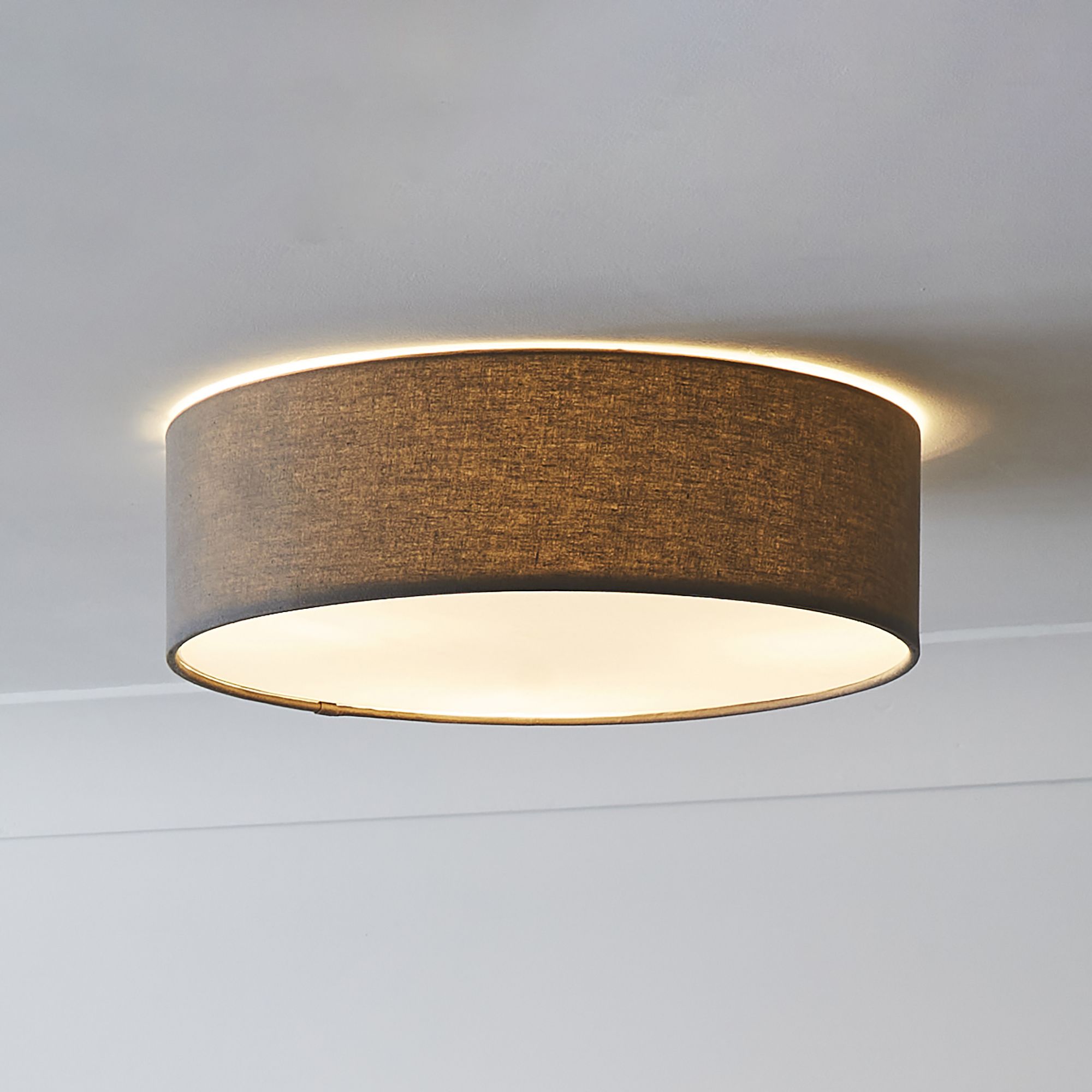 Glow Xavier Fabric & metal Grey LED Ceiling light at B&Q