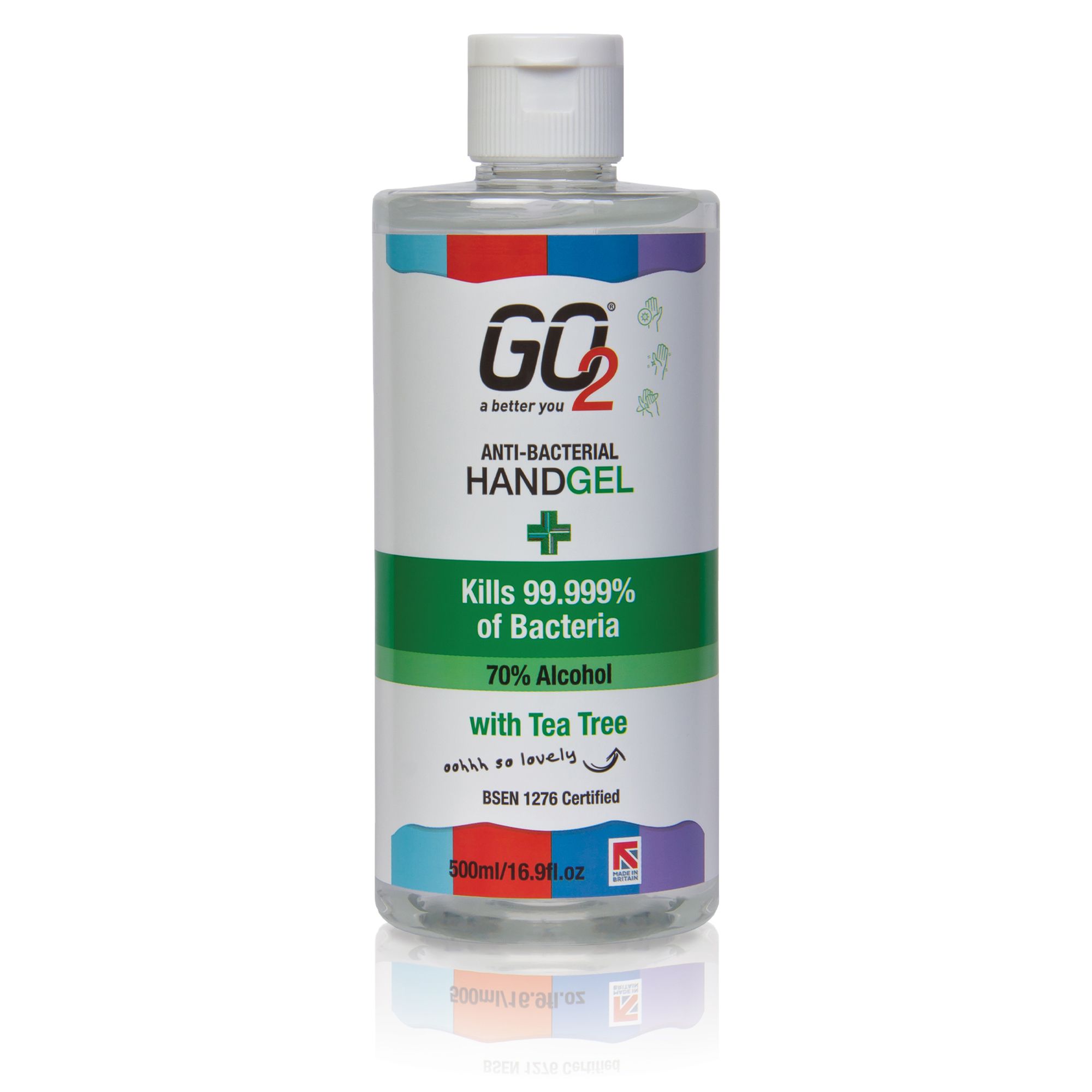 GO2 Alcohol handgel Tea tree Anti-bacterial Hand gel, 500ml