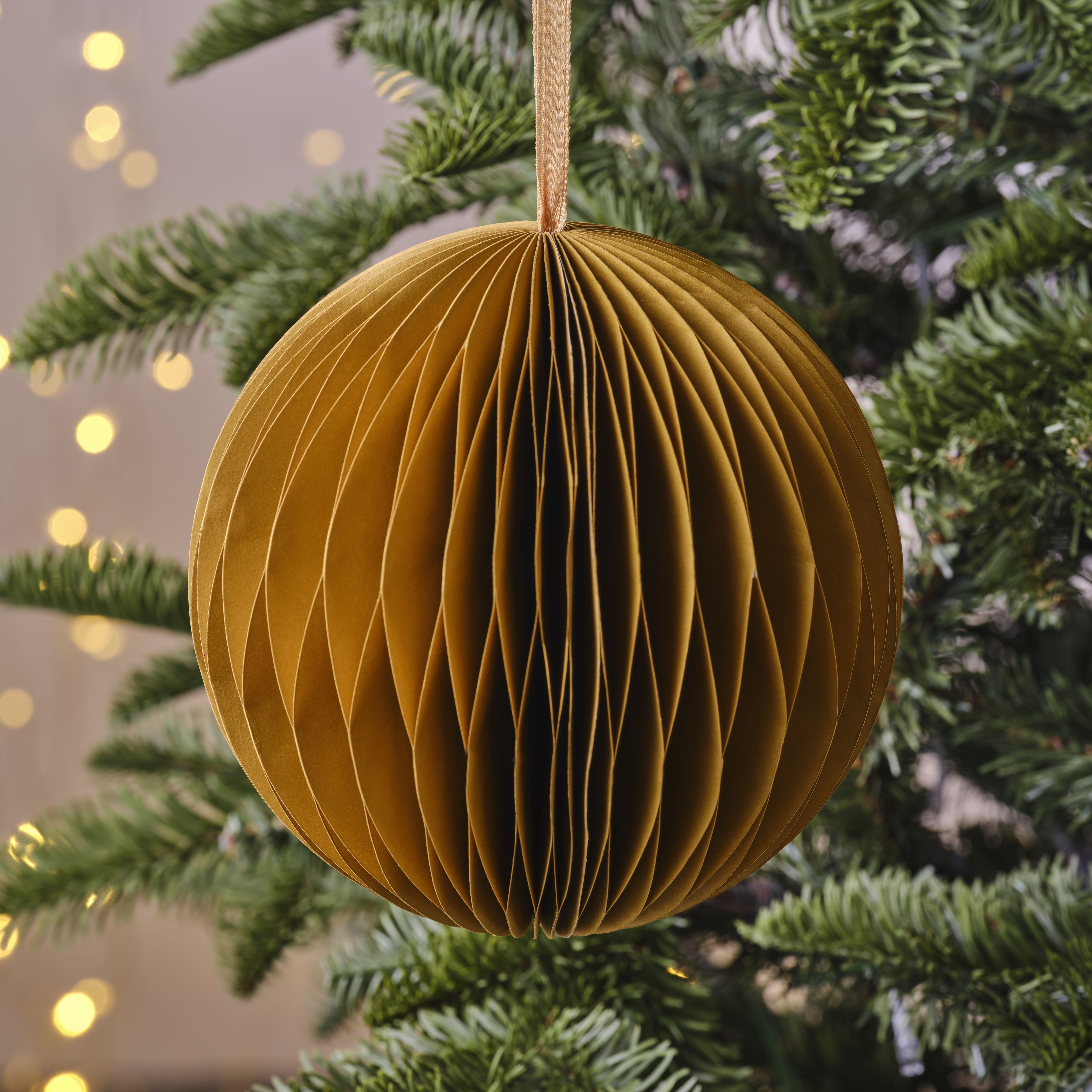 Gold effect Paper Round Bauble (D) 150mm