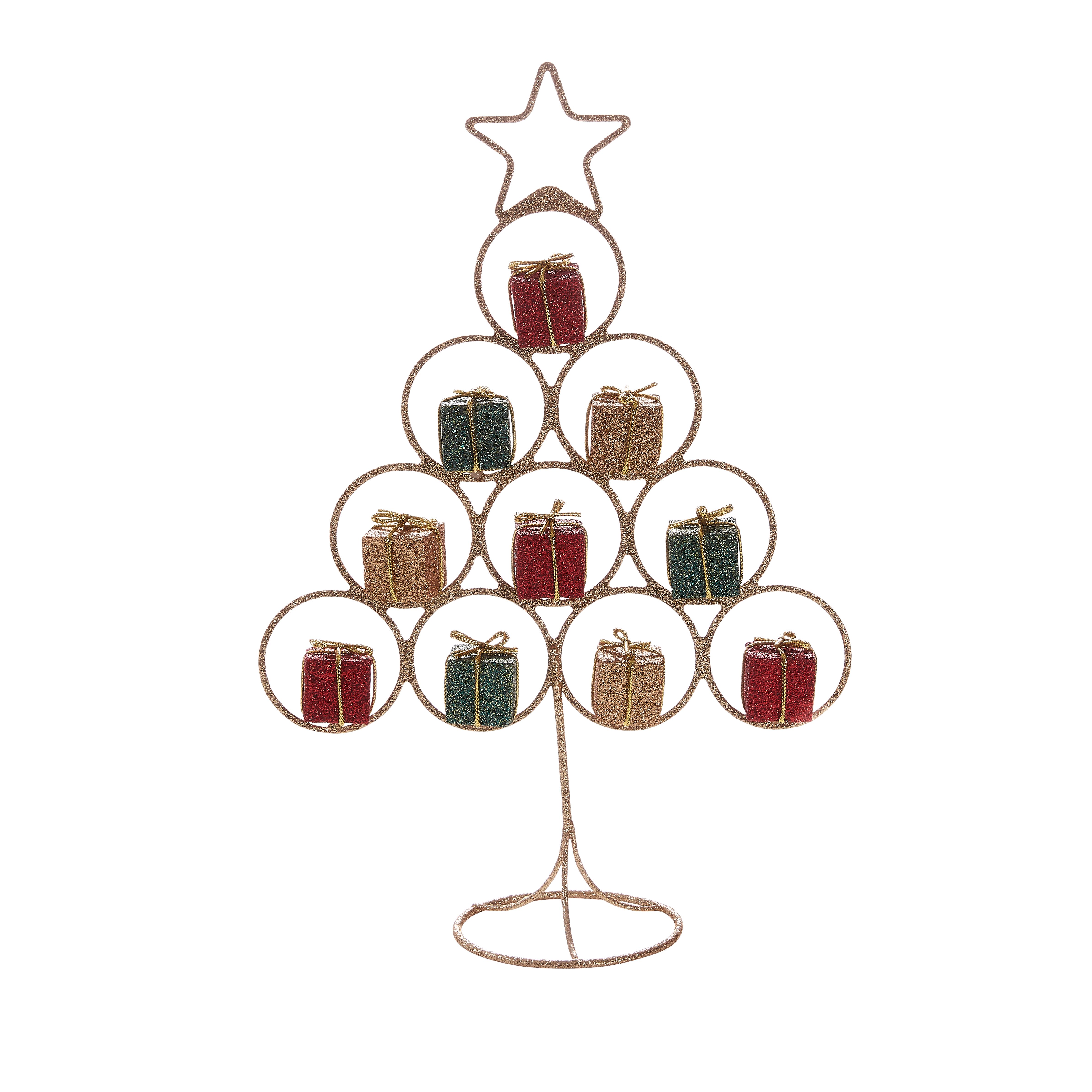 Gold Glitter effect Metal & plastic Indoor Wire Present Table top tree ...