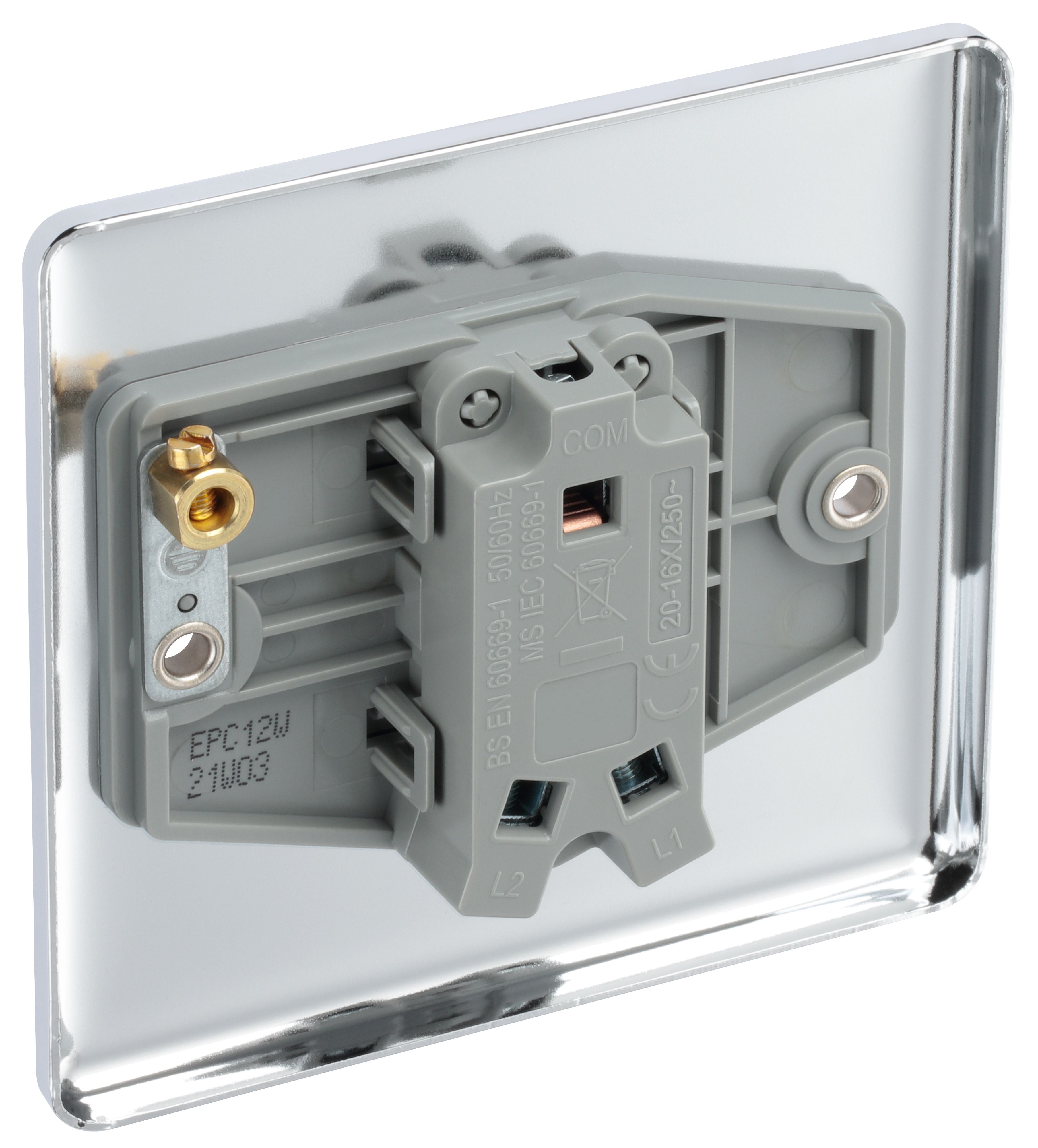 GoodHome 20A 2 way 1 gang Light switch Gloss Chrome effect