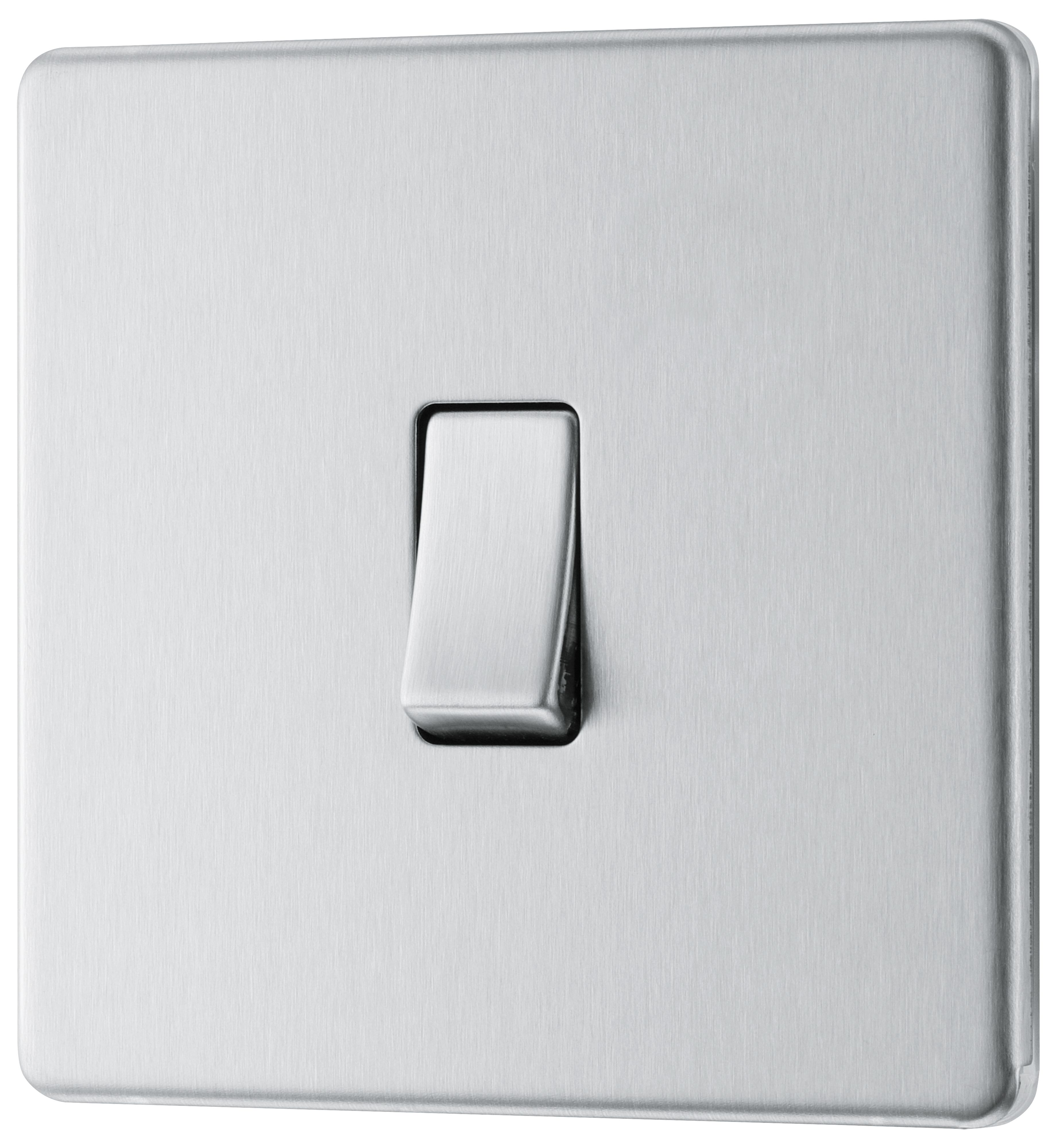 GoodHome 20A Single 2 way Flat Screwless Intermediate switch Matt Steel ...