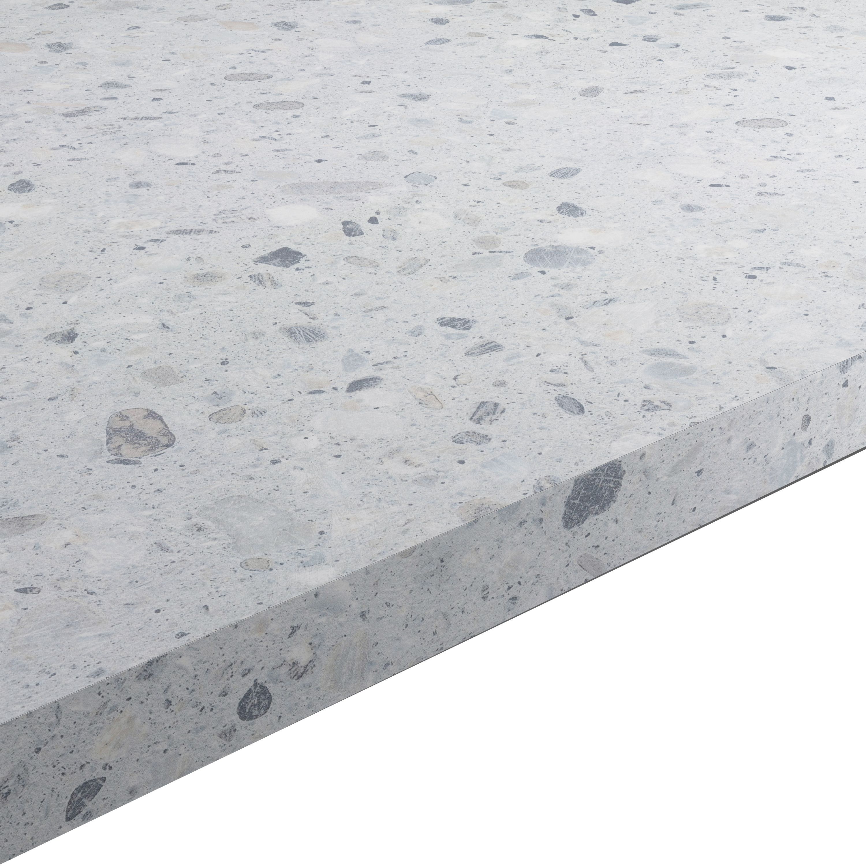 GoodHome 22mm Algiata Matt Grey Terrazzo effect Chipboard & laminate ...