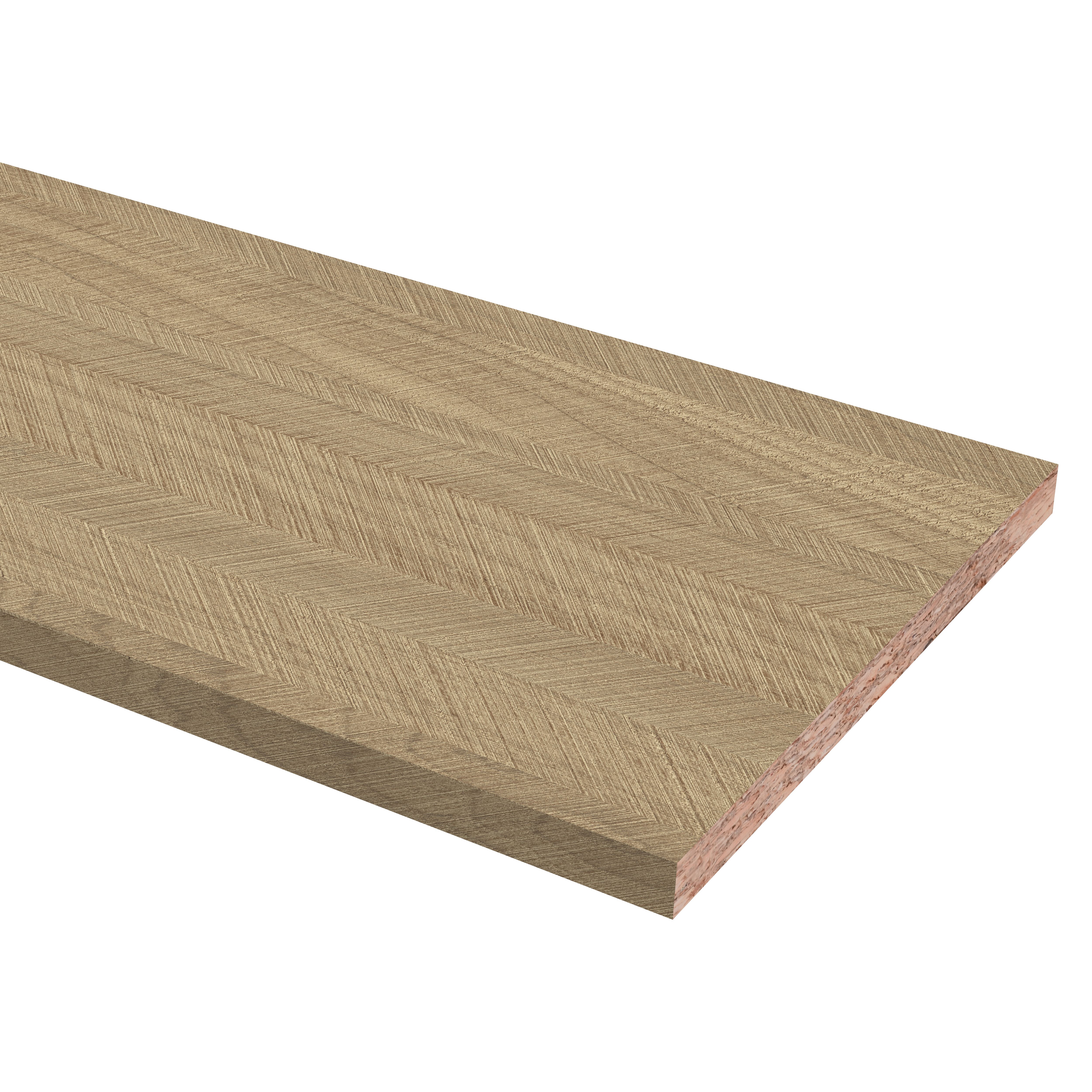 GoodHome 38mm Berberis Chevron Matt Oak effect Laminate Square edge ...