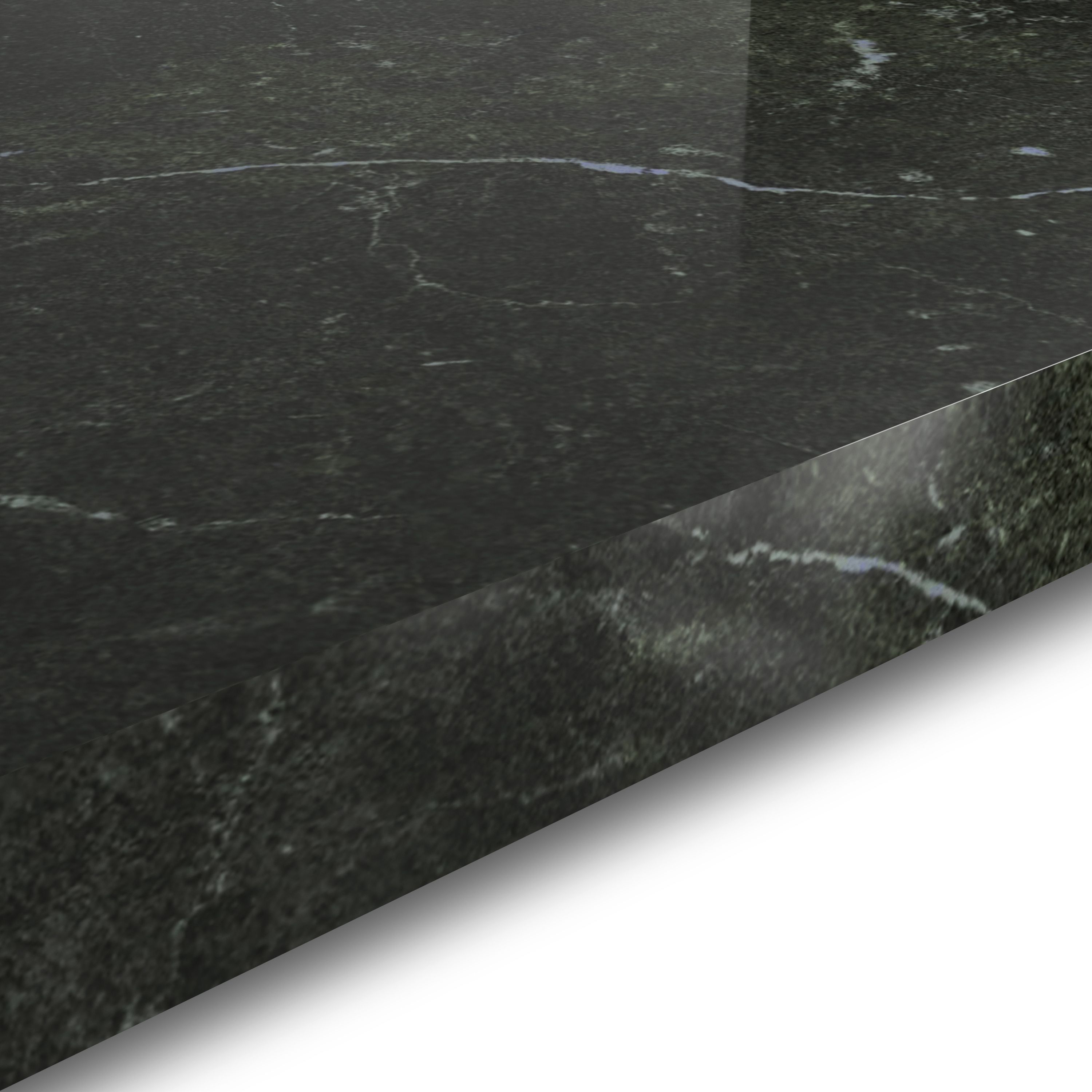 GoodHome 38mm Berberis Gloss Black Granite effect Laminate & particle ...