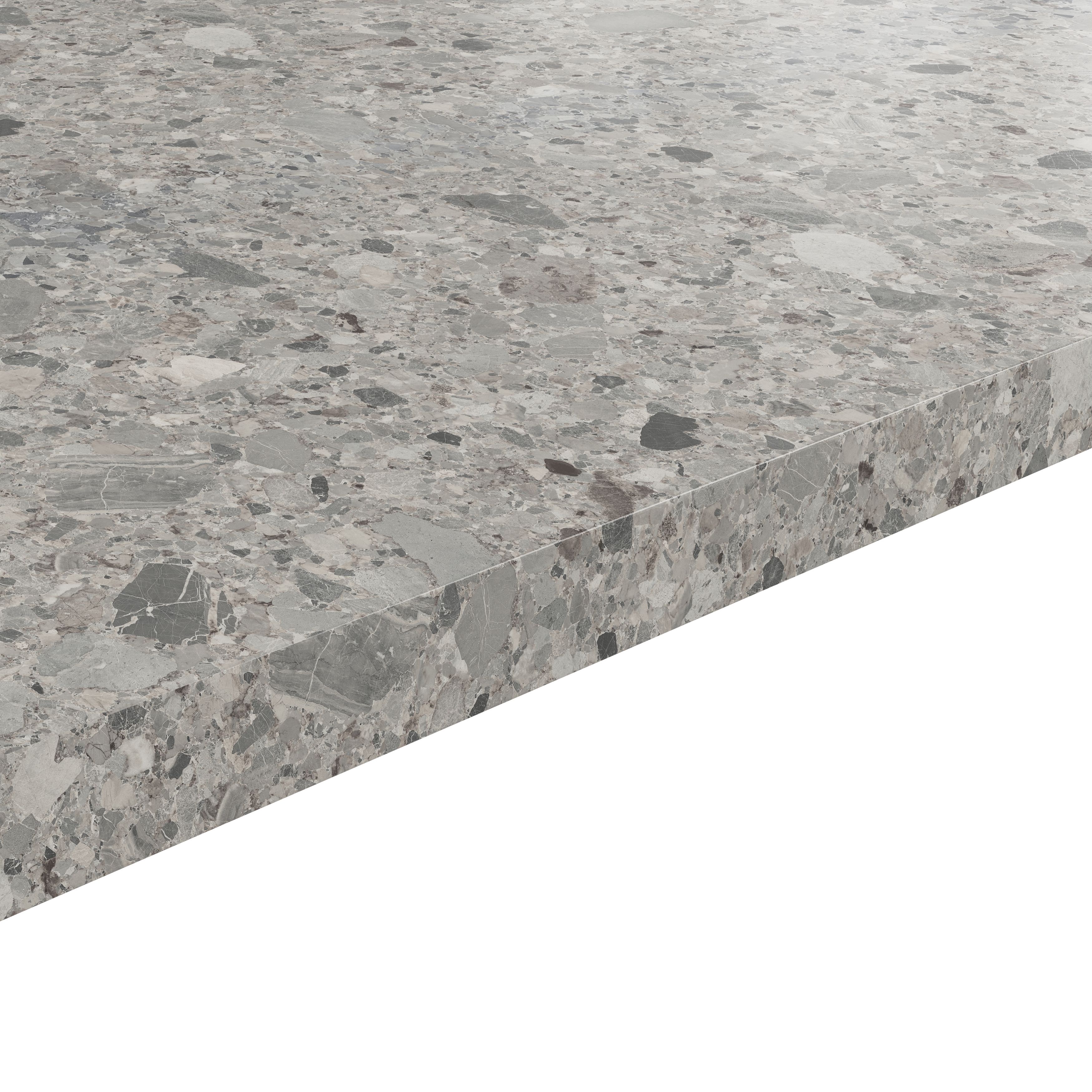GoodHome 38mm Berberis Matt Grey Stone effect Laminate Square edge Breakfast bar, (L)2000mm
