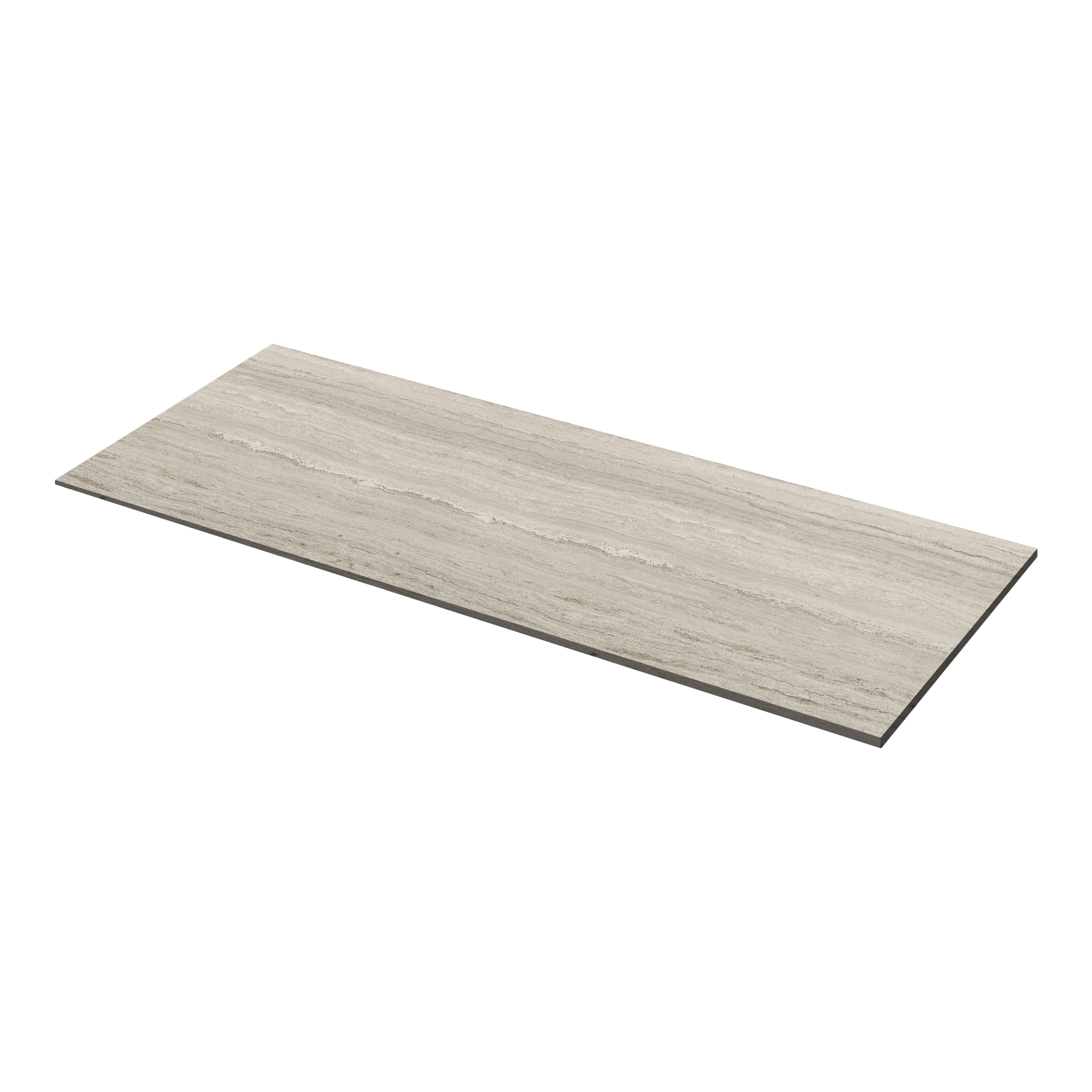 GoodHome 38mm Berberis Matt Grey Travertine effect Laminate Square edge Kitchen Worktop, (L)3000mm