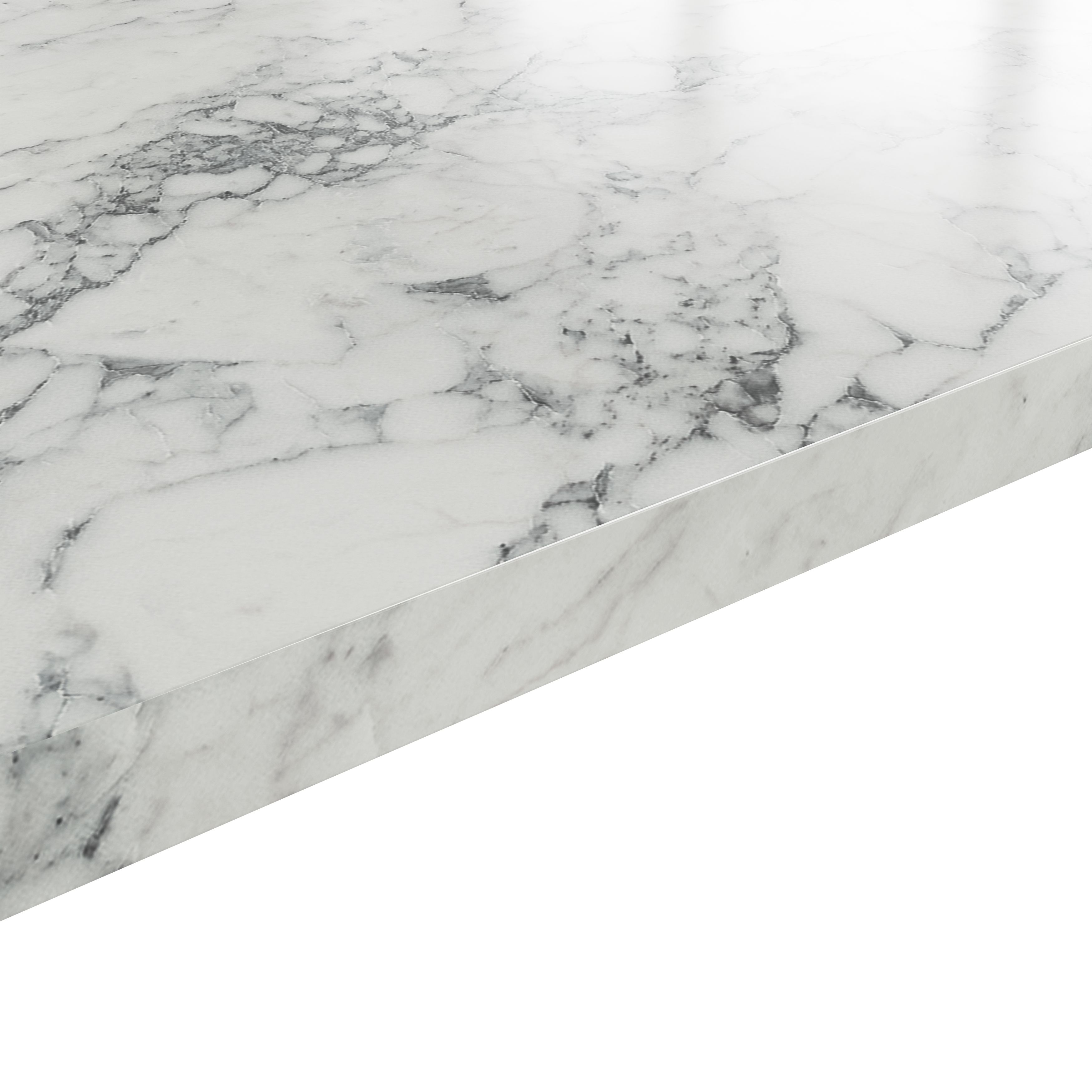 GoodHome 38mm Berberis Matt White Quartz effect Laminate Square edge Breakfast bar, (L)2000mm