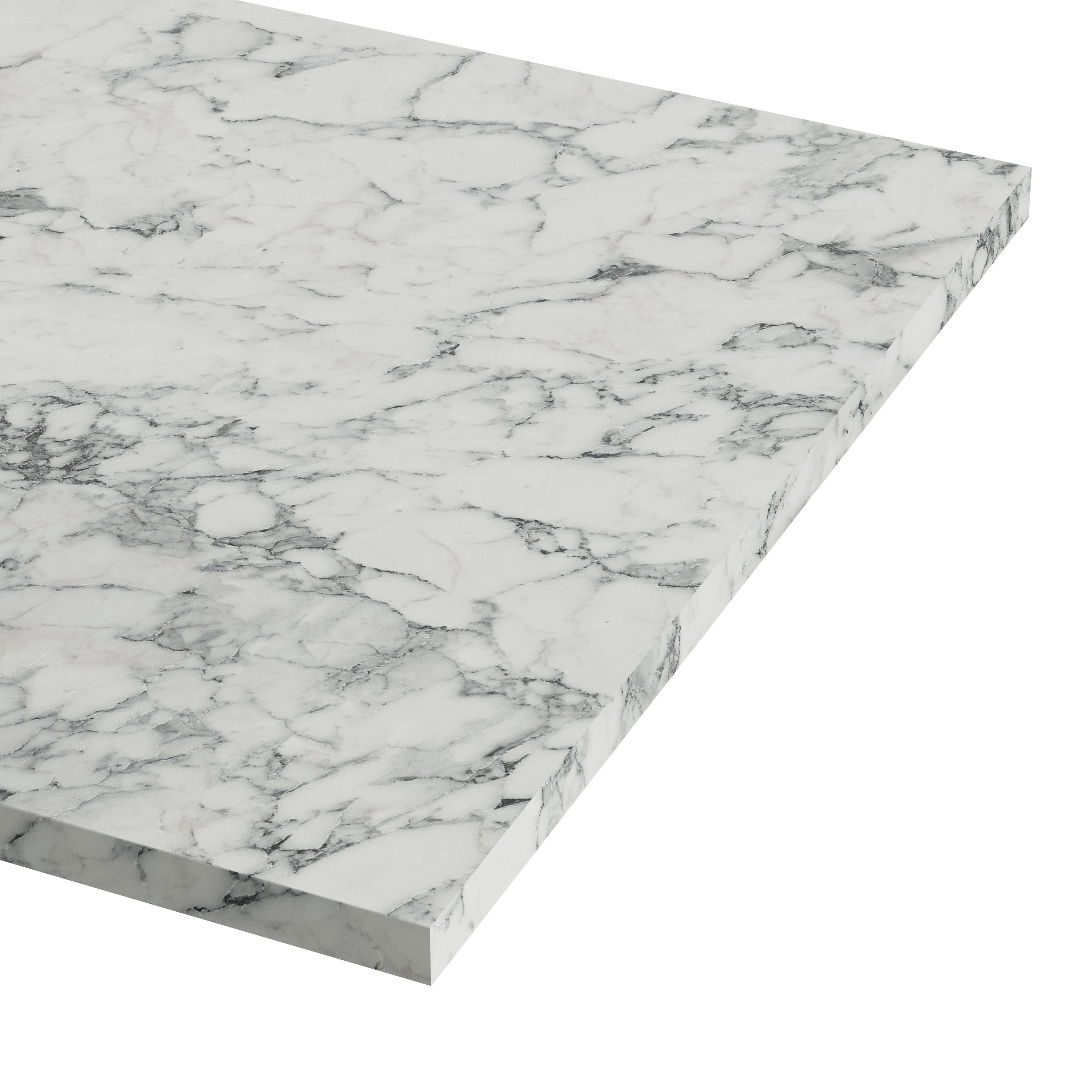 GoodHome 38mm Berberis Matt White Quartz effect Laminate Square edge Breakfast bar, (L)2000mm