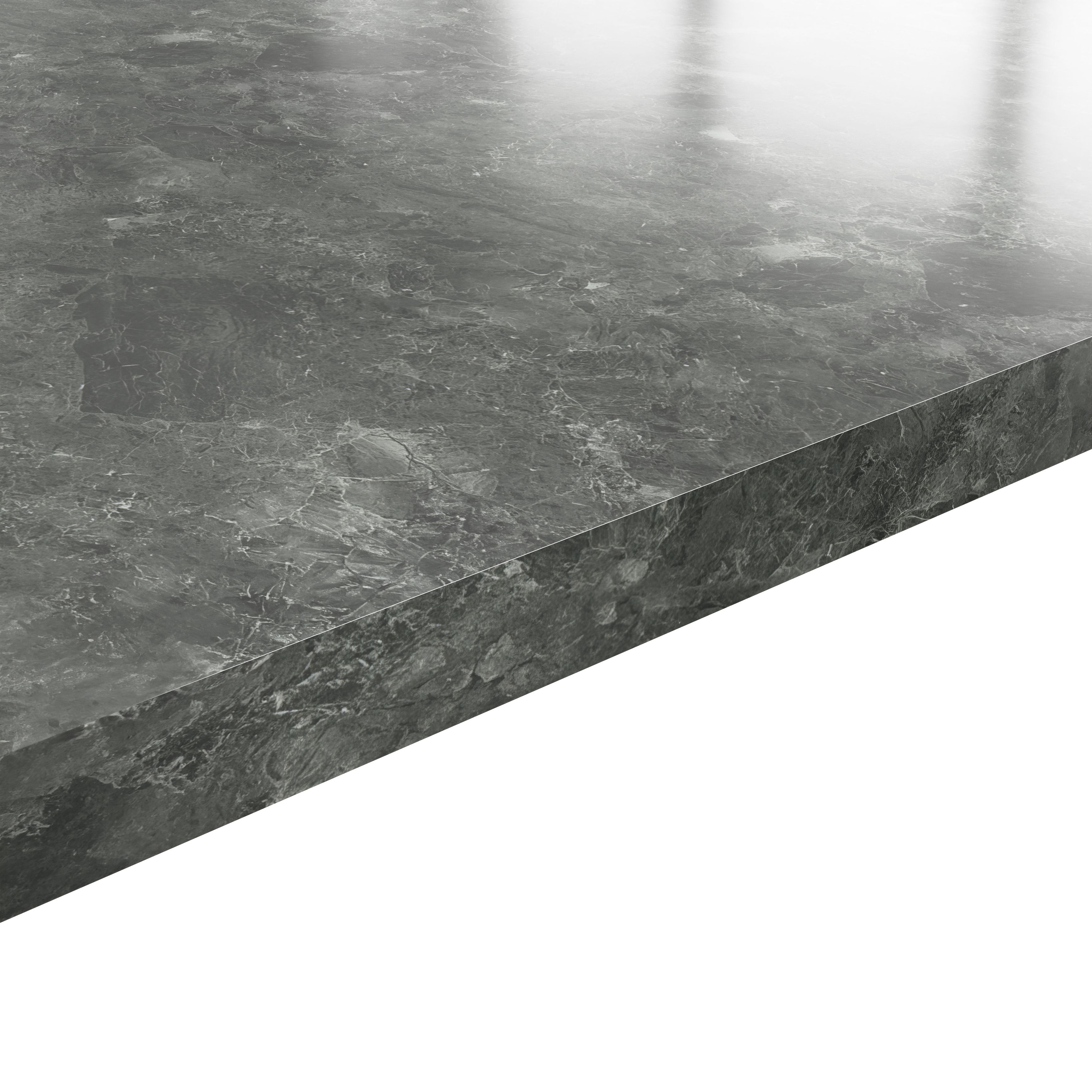 GoodHome 38mm Kala Matt Dark grey Marble effect Laminate Square edge ...