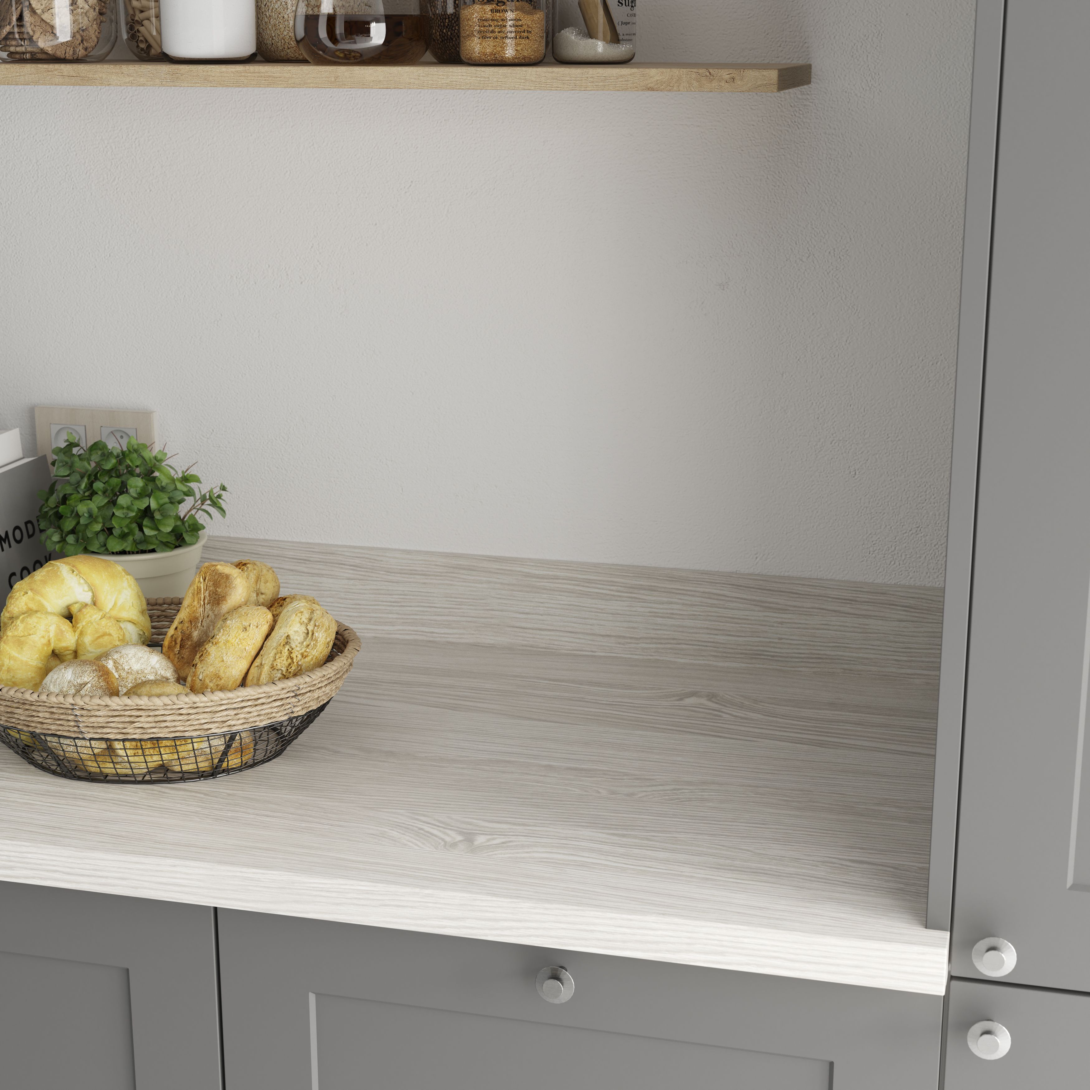 GoodHome 38mm Kala Matt White Oak effect Laminate & particle board ...