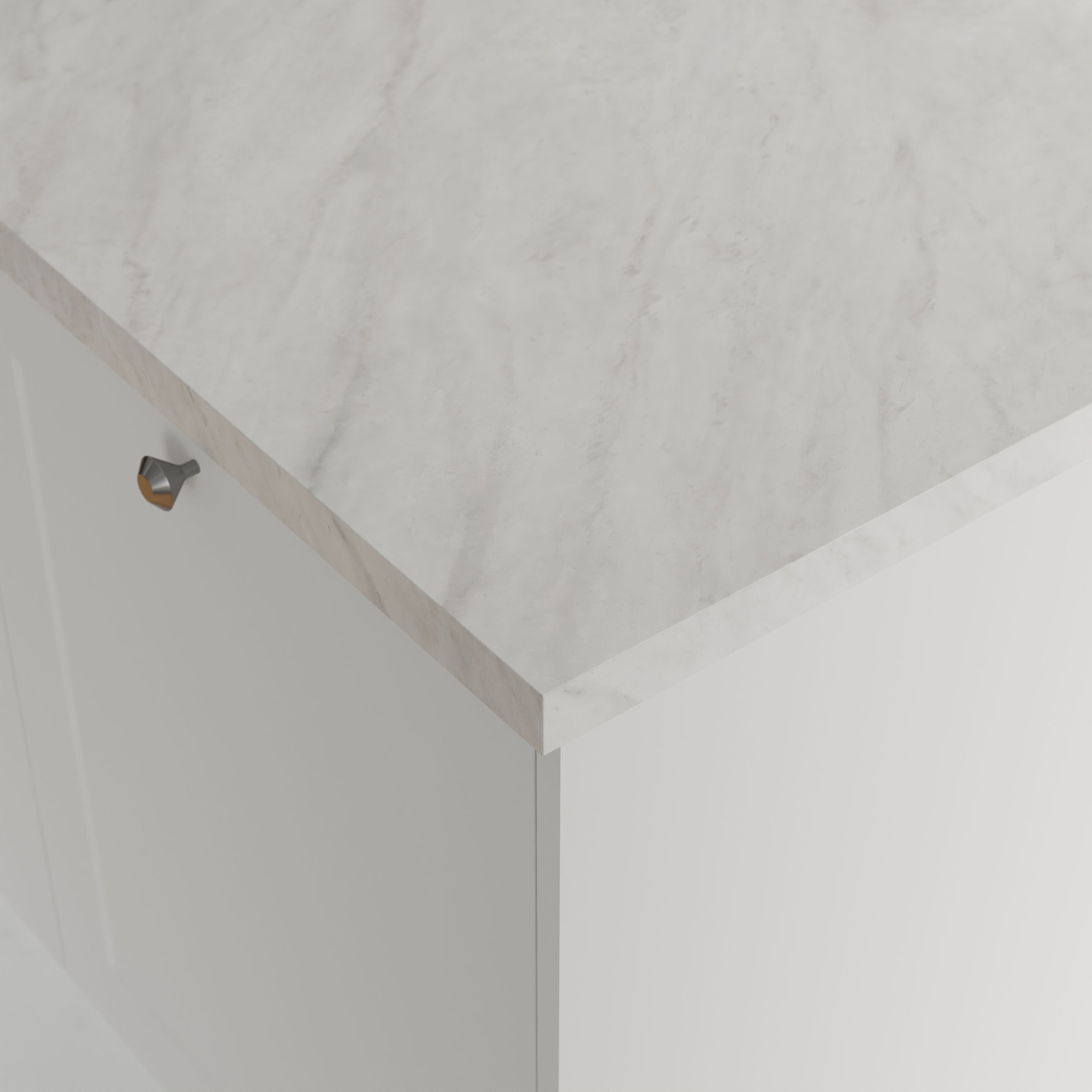 GoodHome 38mm Kala Matt White Quartz effect Laminate Square edge Breakfast bar, (L)2000mm