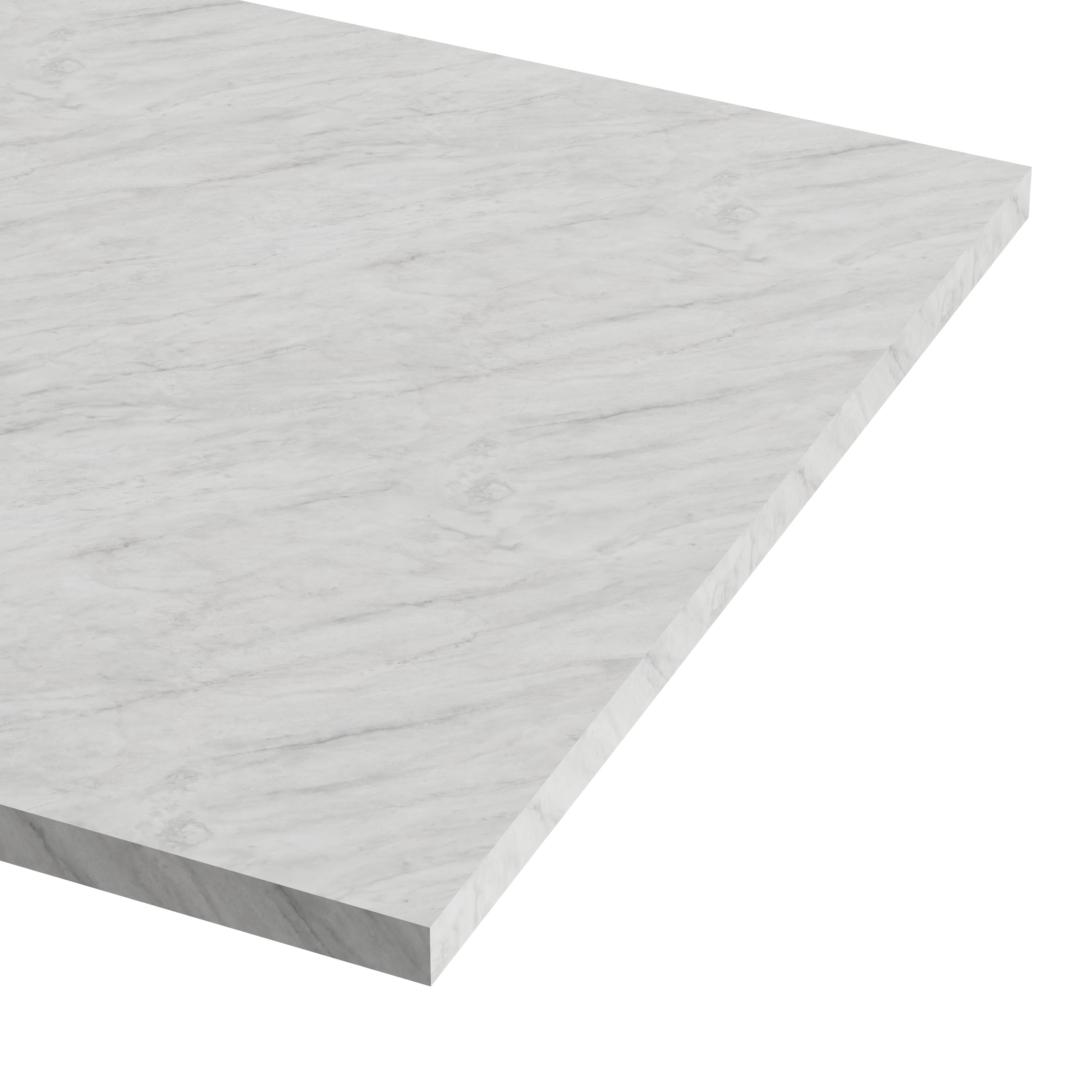 GoodHome 38mm Kala Matt White Quartz effect Laminate Square edge Breakfast bar, (L)2000mm