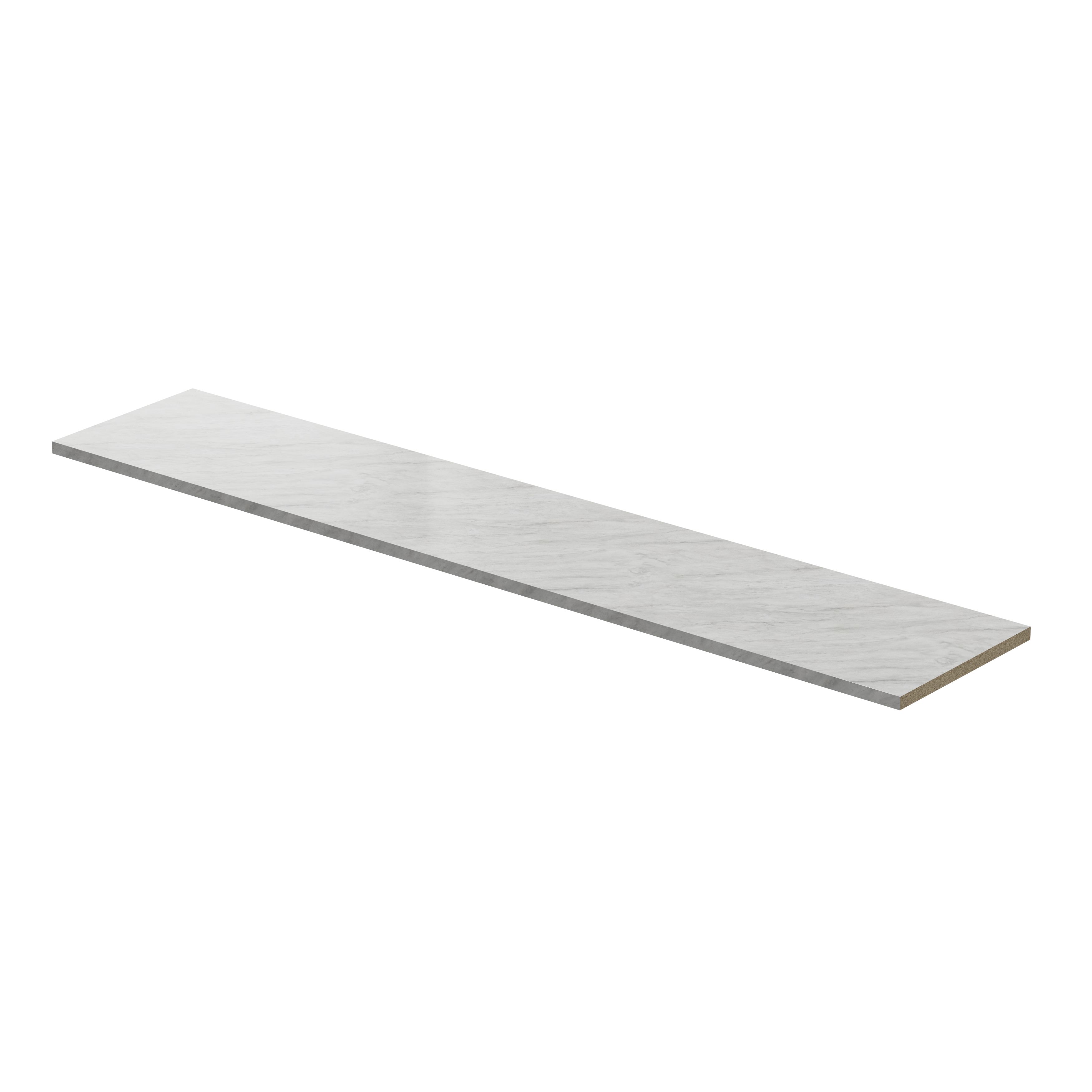 GoodHome 38mm Kala Matt White Quartz effect Laminate Square edge Worktop, (L)3000mm