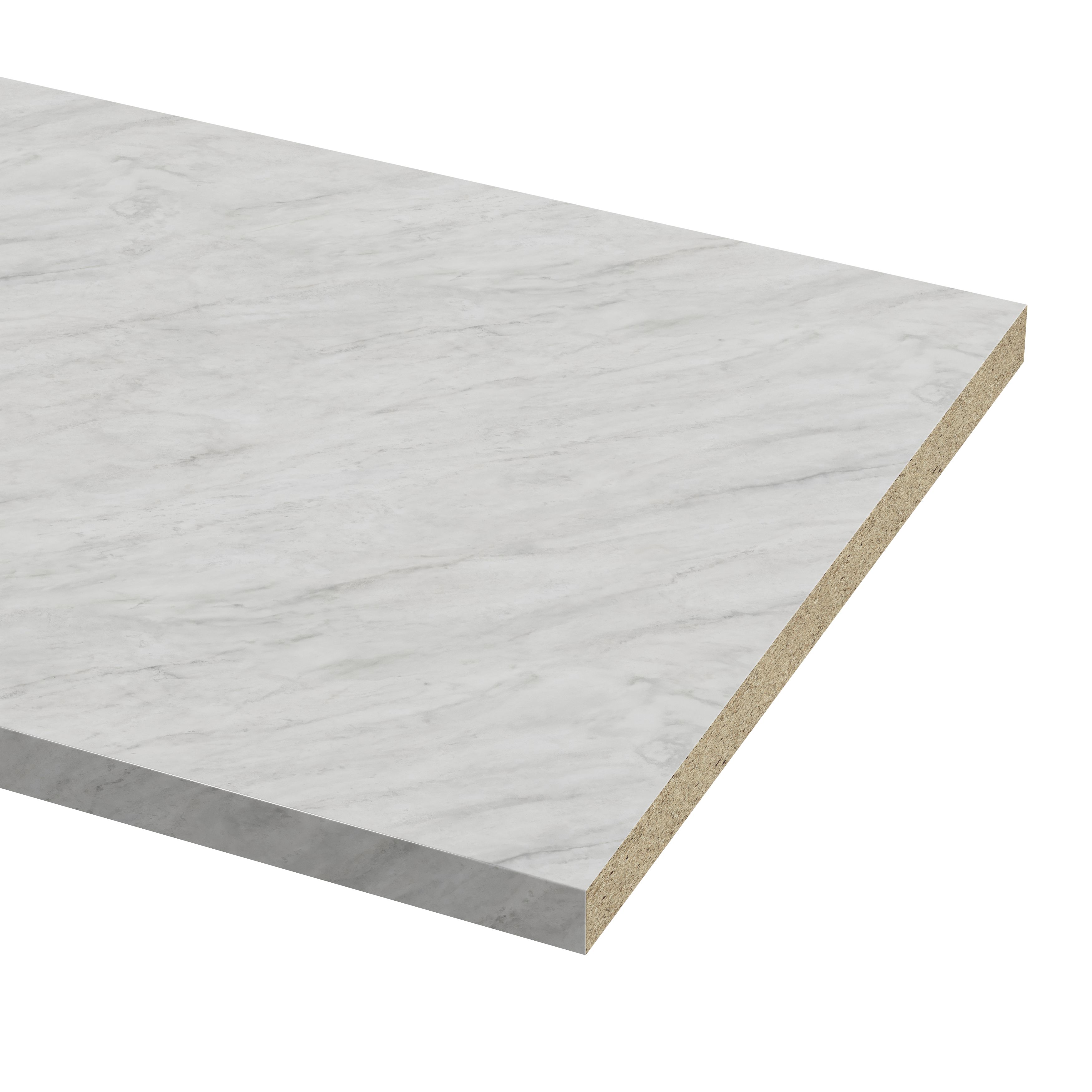GoodHome 38mm Kala Matt White Quartz effect Laminate Square edge ...