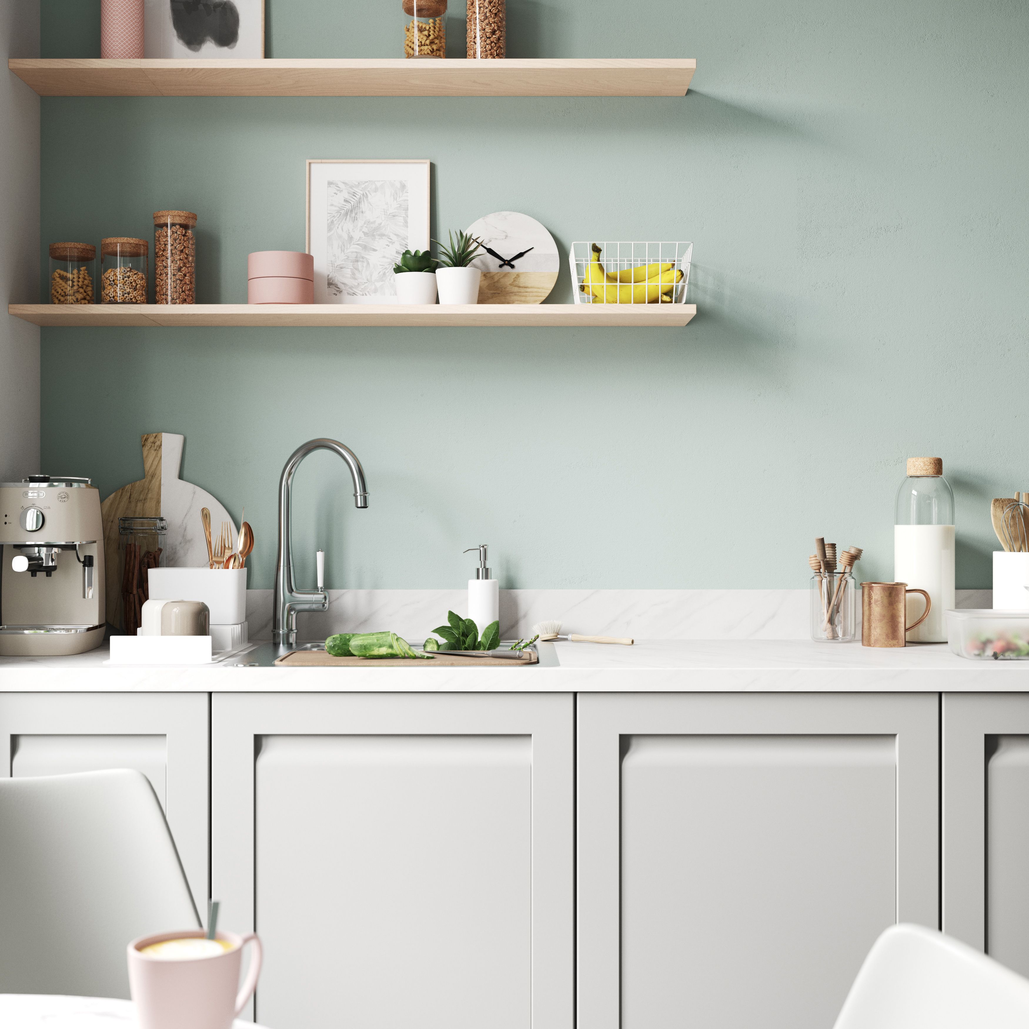 GoodHome 38mm Kala Matt White Stone effect Chipboard & laminate Square ...