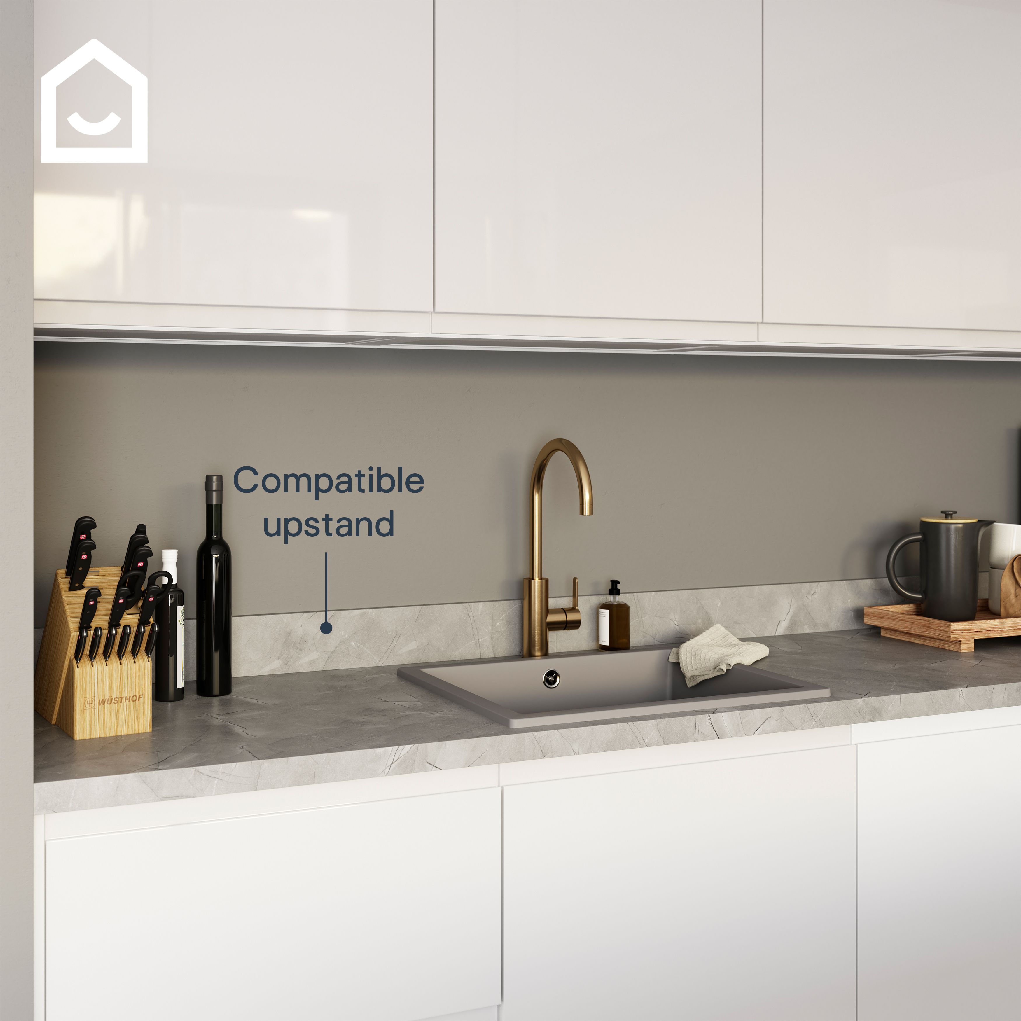 GoodHome 38mm Kala Pietra Satin Grey Laminate Square edge Kitchen ...