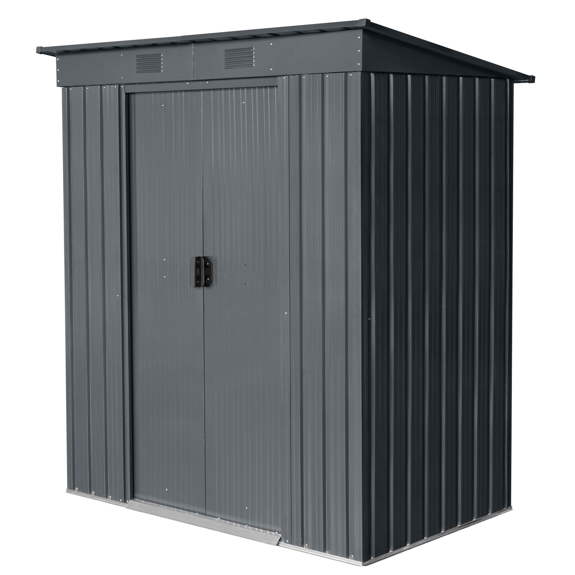 GoodHome Abri de jardin 5x3 ft Pent Grey Metal 2 door Shed