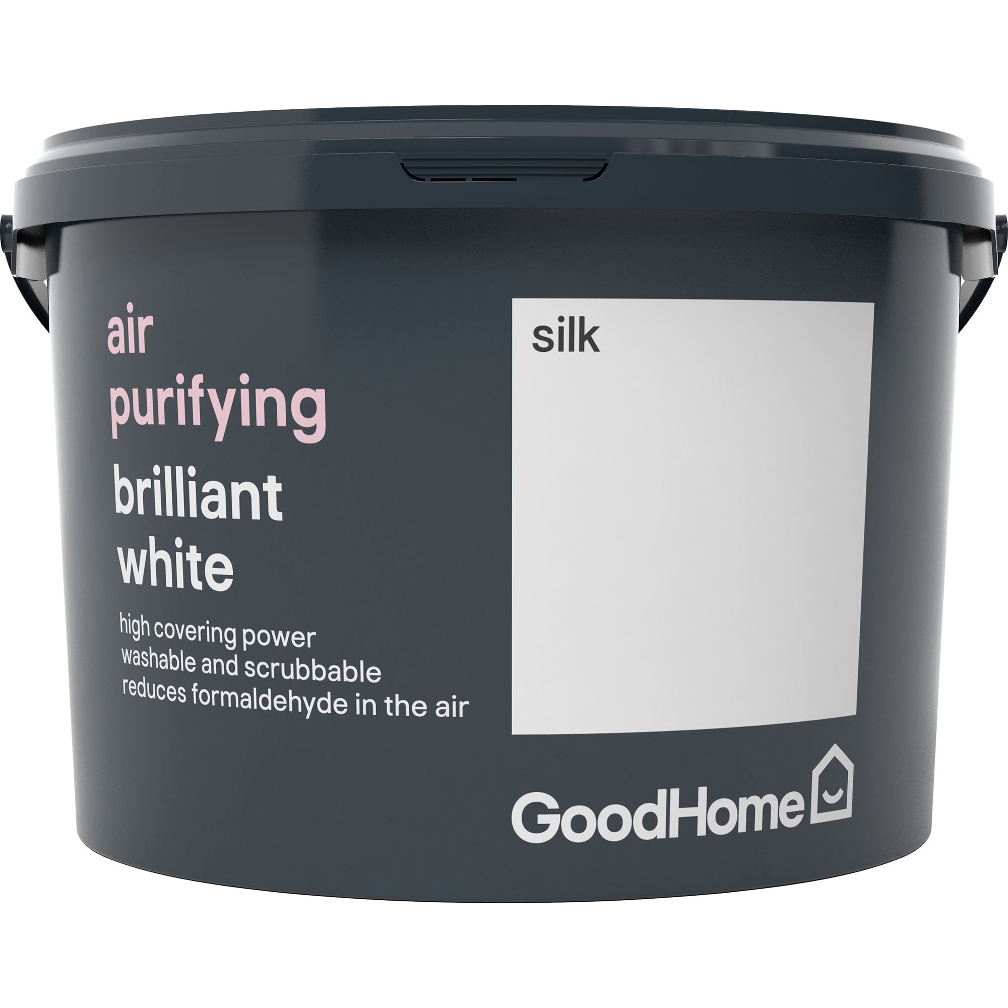 GoodHome Air purifying Brilliant white Silk Emulsion paint, 2.5L | DIY ...