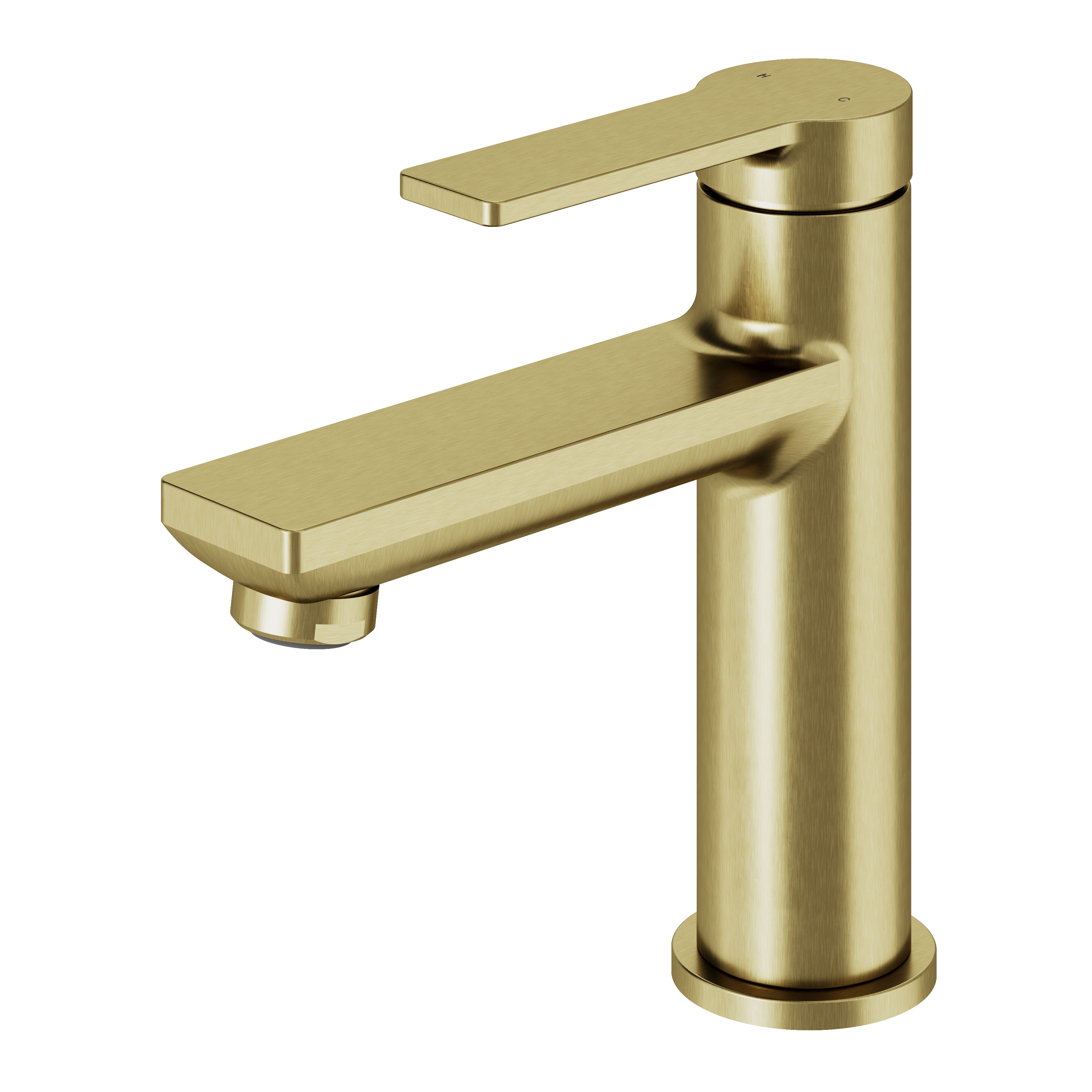 GOODHOME AKITA MEDIUM SATIN BRASS EFFECT ROUND BASIN MIXER TAP