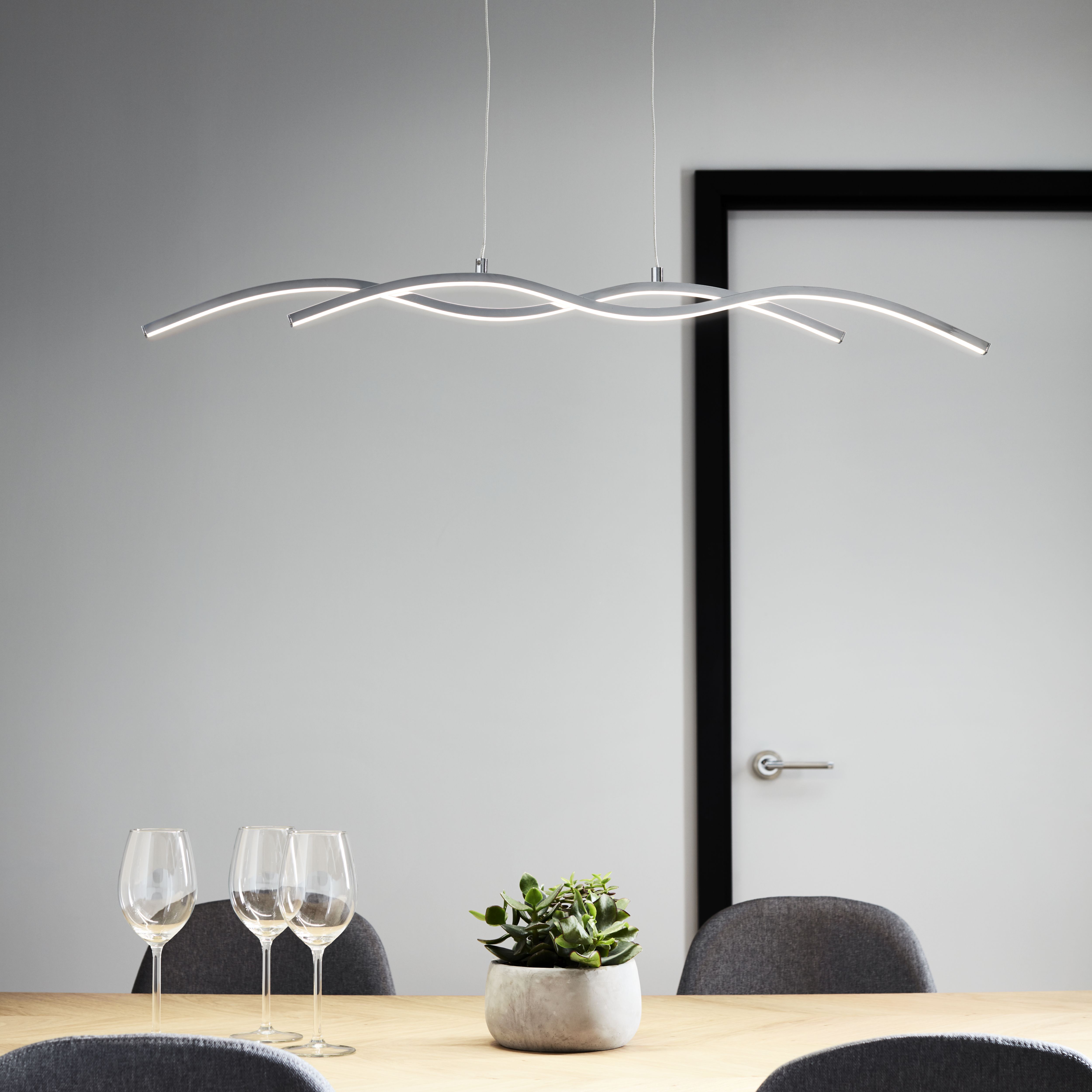 GoodHome Alani Chrome effect 2 Lamp LED Pendant ceiling light | DIY at B&Q