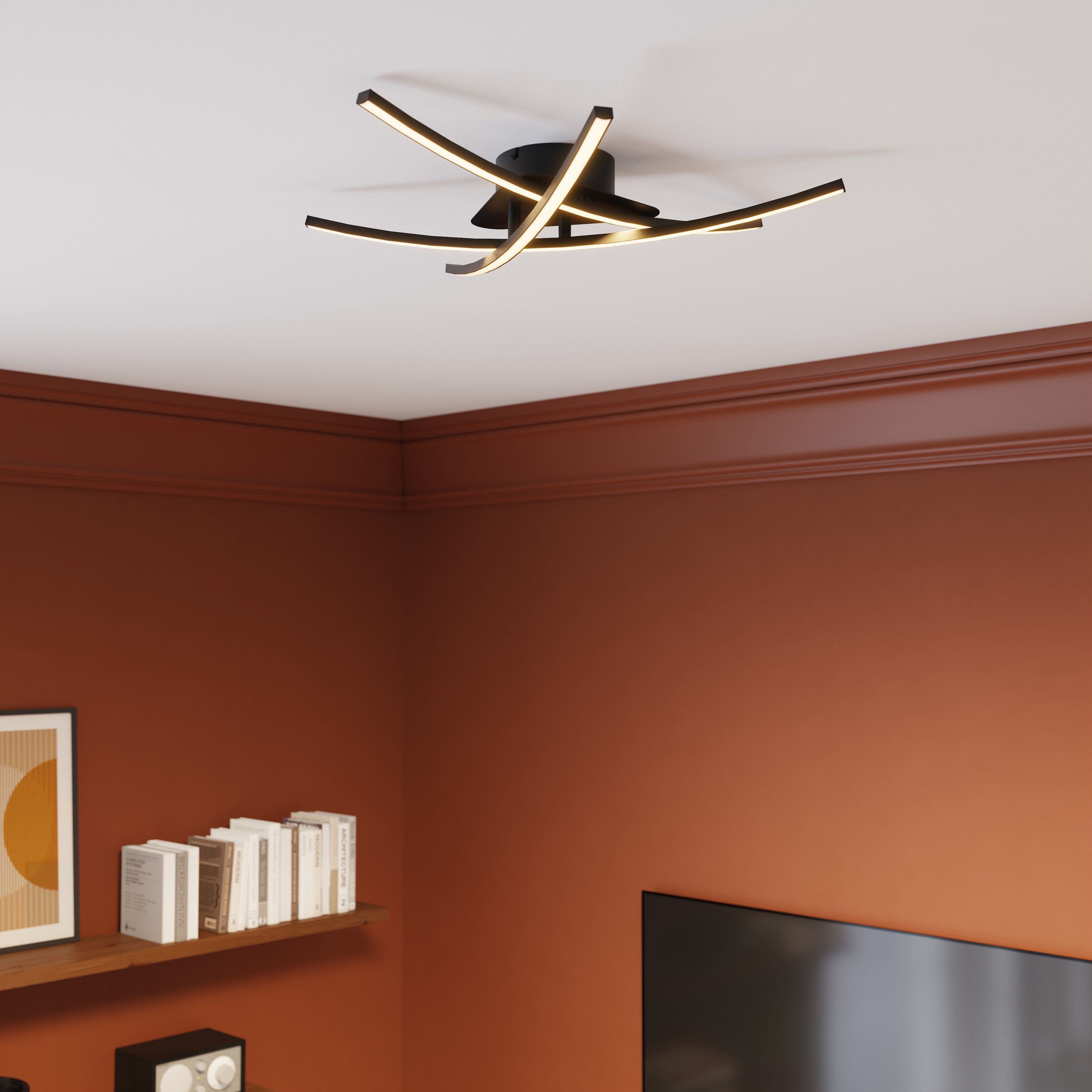 GoodHome Alani Matt Metal & plastic Black LED Ceiling light