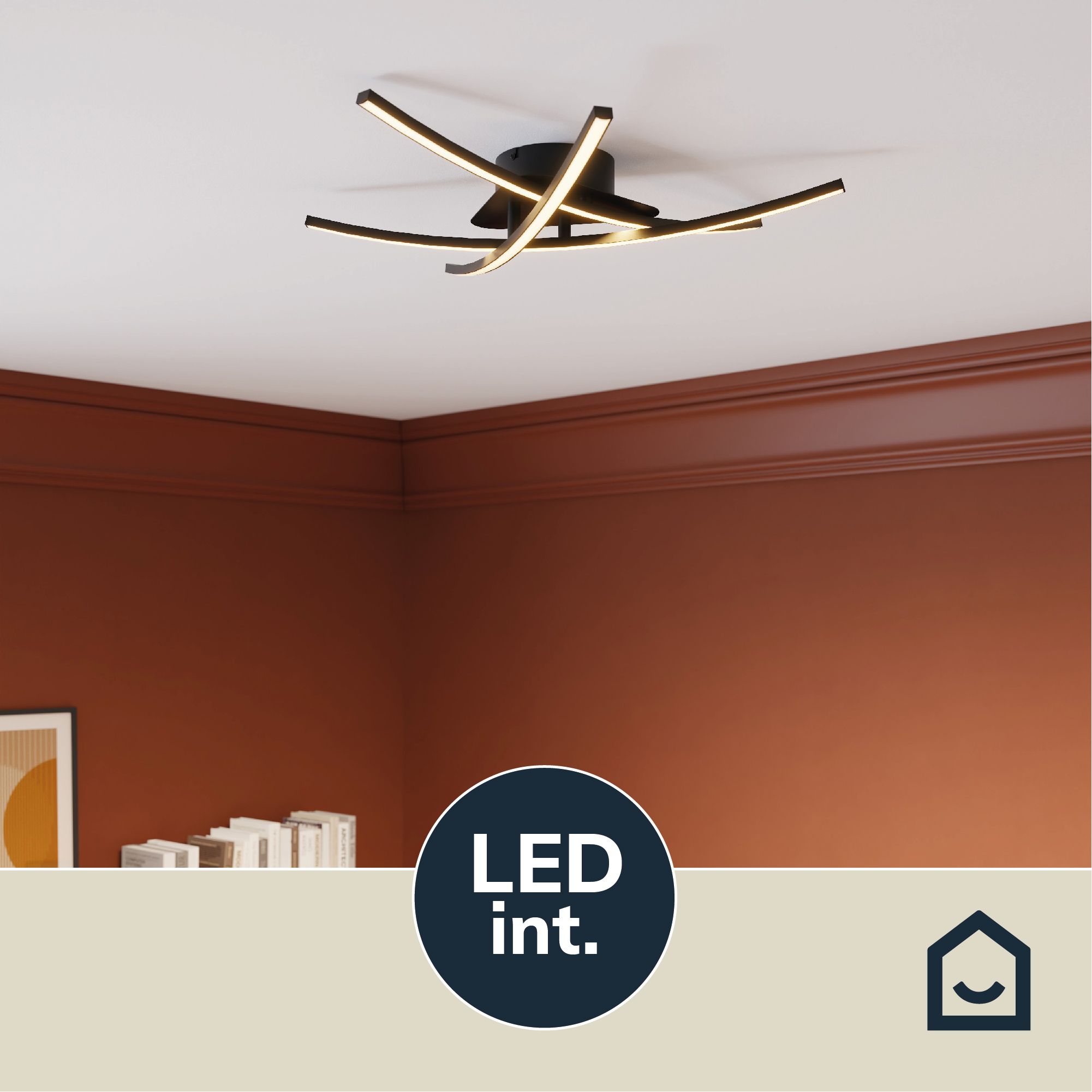 GoodHome Alani Matt Metal & plastic Black LED Ceiling light