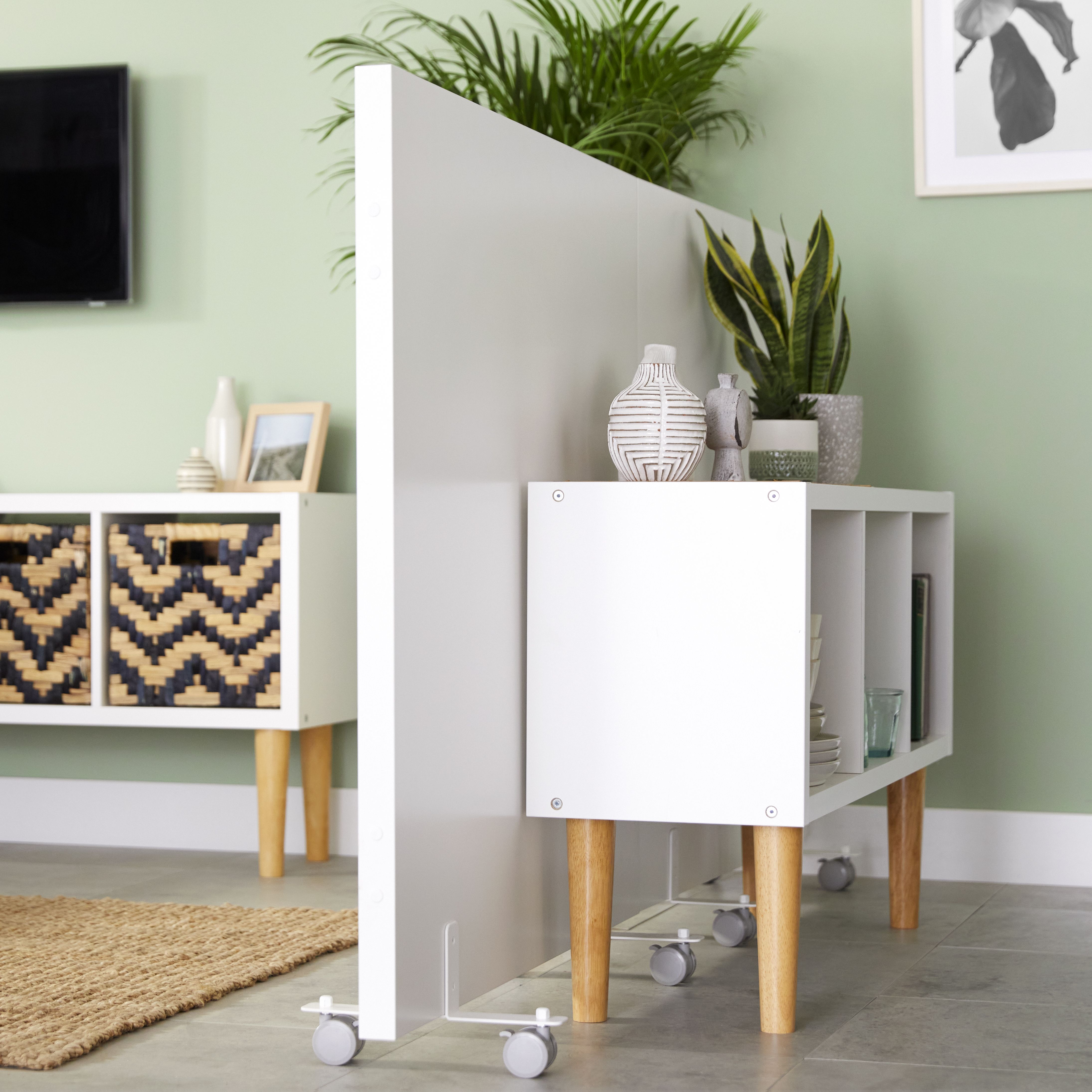 GoodHome Alara White Modular Room divider panel (H)1m (W)1m