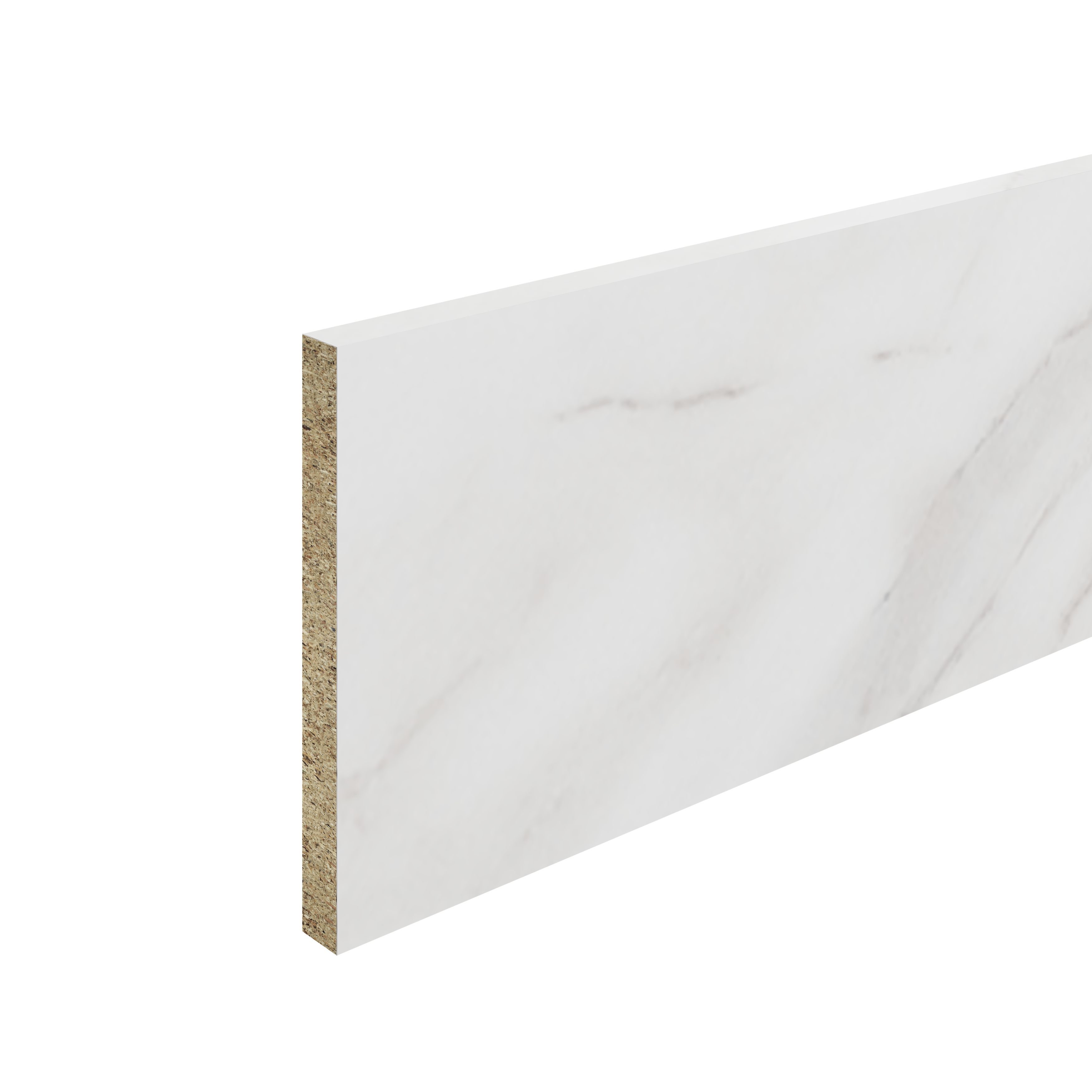 GoodHome Algiata Satin White Marble effect Laminate Kitchen Upstand (L ...