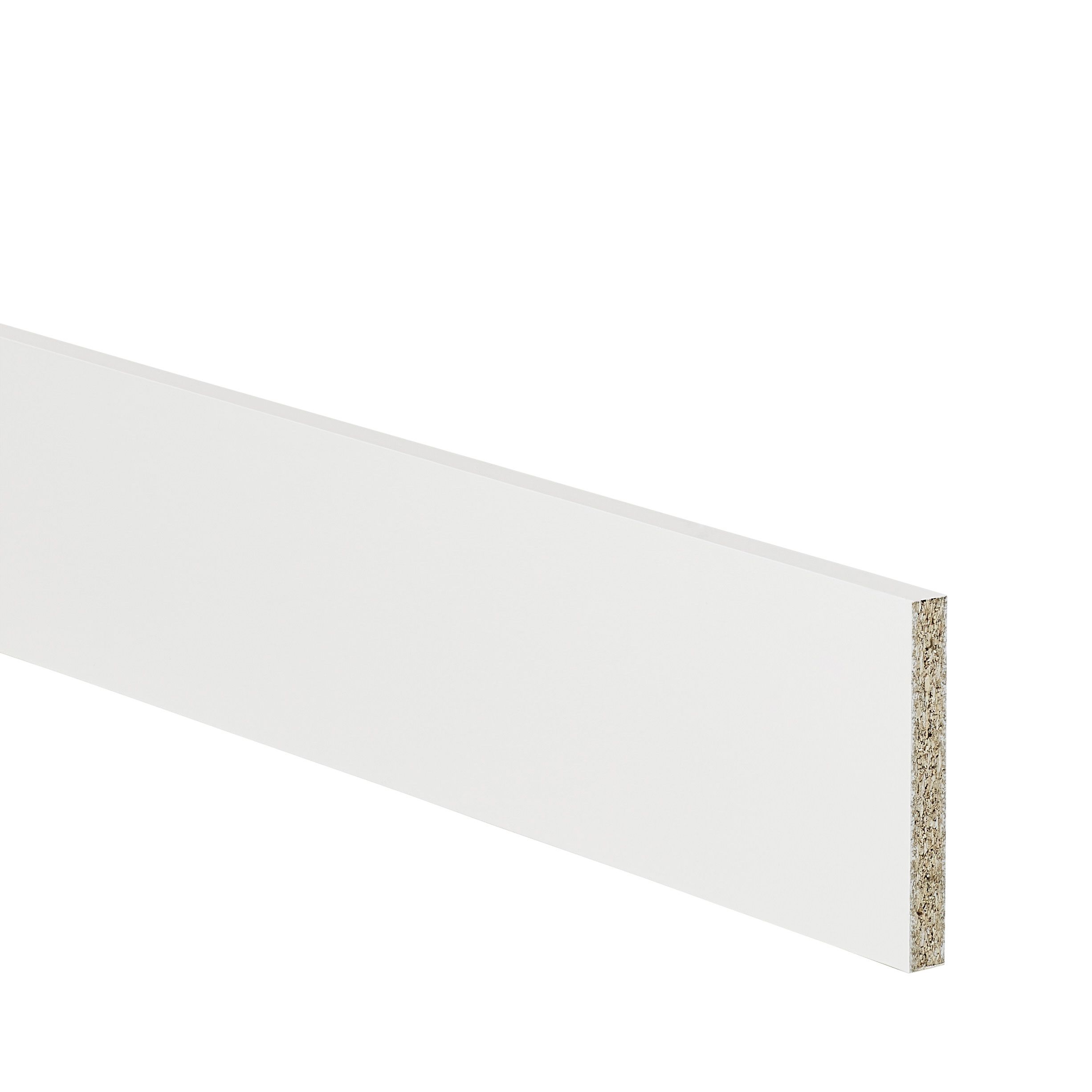 GoodHome Alisma White Square edge High gloss white slab Plinth, (L ...