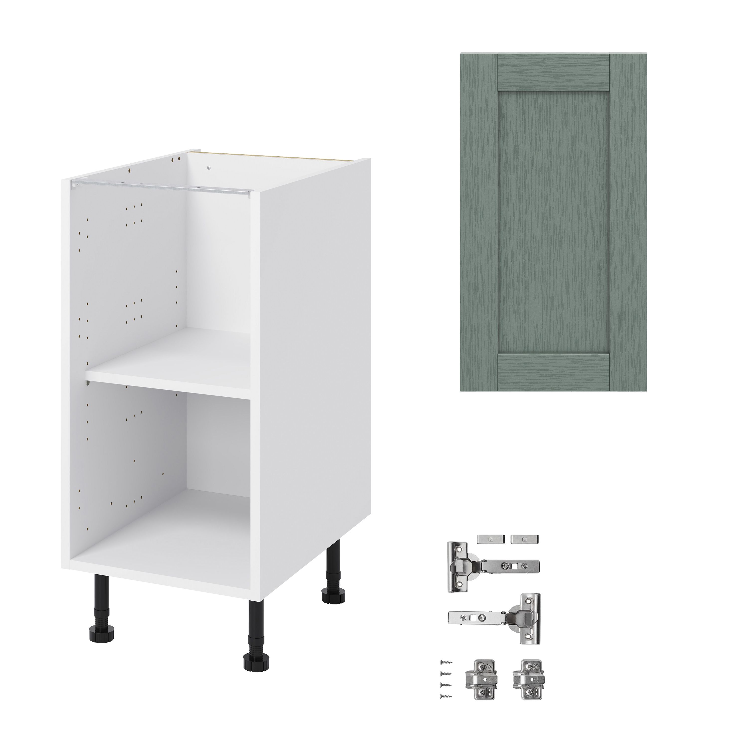 GoodHome Alpinia Matt green wood effect Base Kitchen cabinet (W) 400mm ...