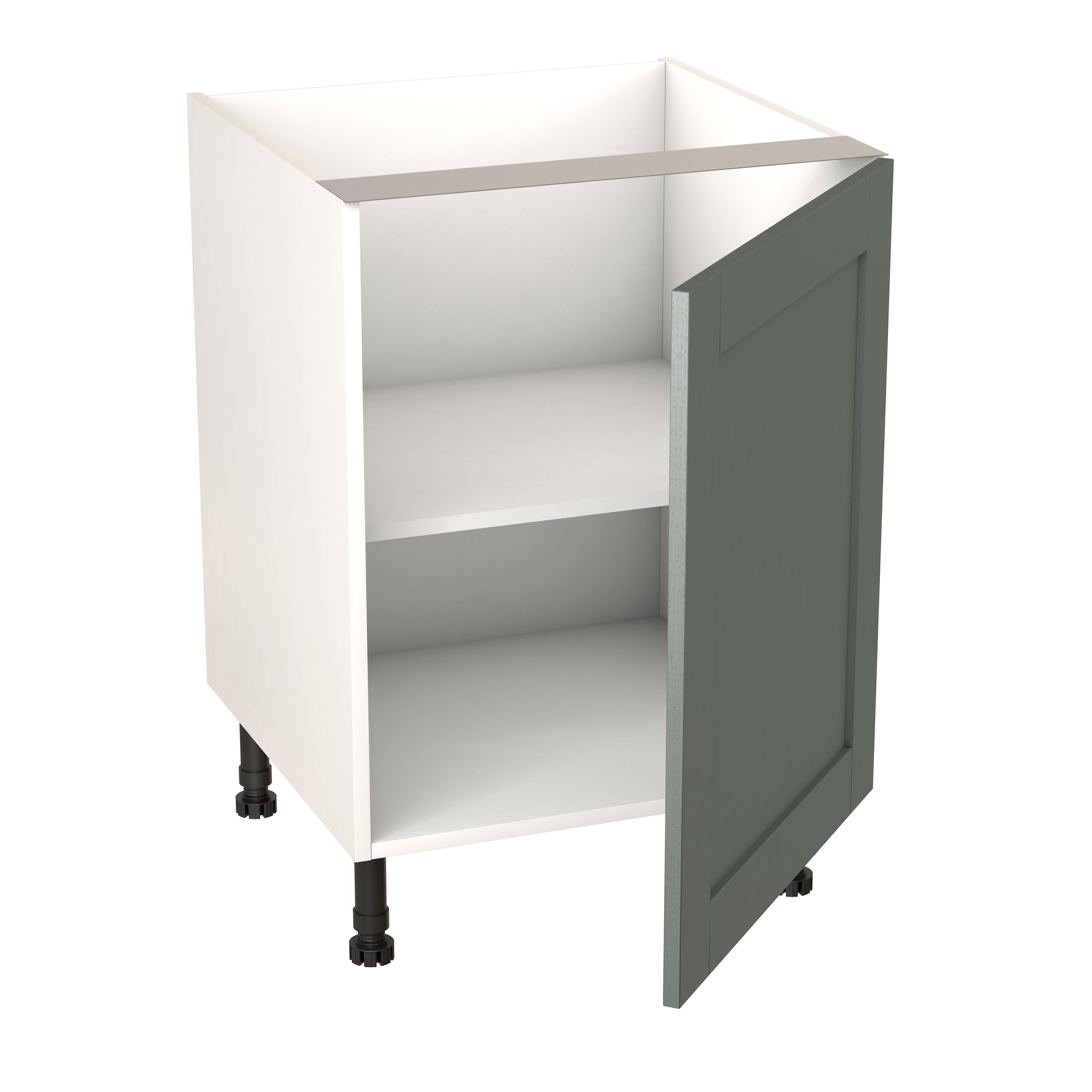 GoodHome Alpinia Matt green wood effect Base Kitchen cabinet (W) 600mm ...