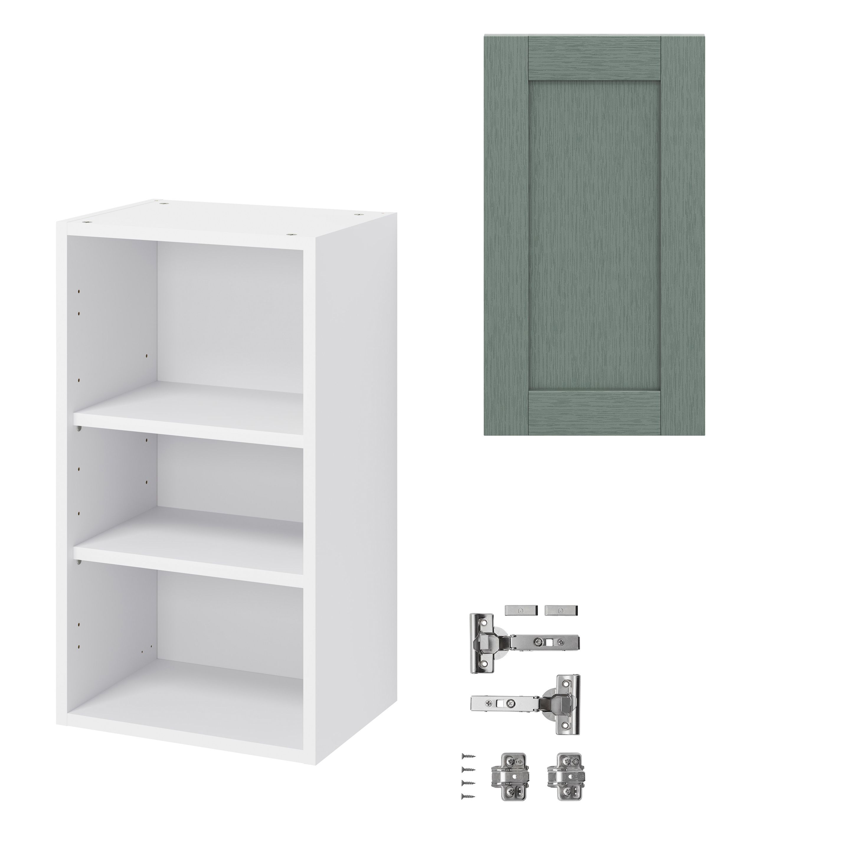GoodHome Alpinia Matt green wood effect Matt Green Painted Wood Effect ...