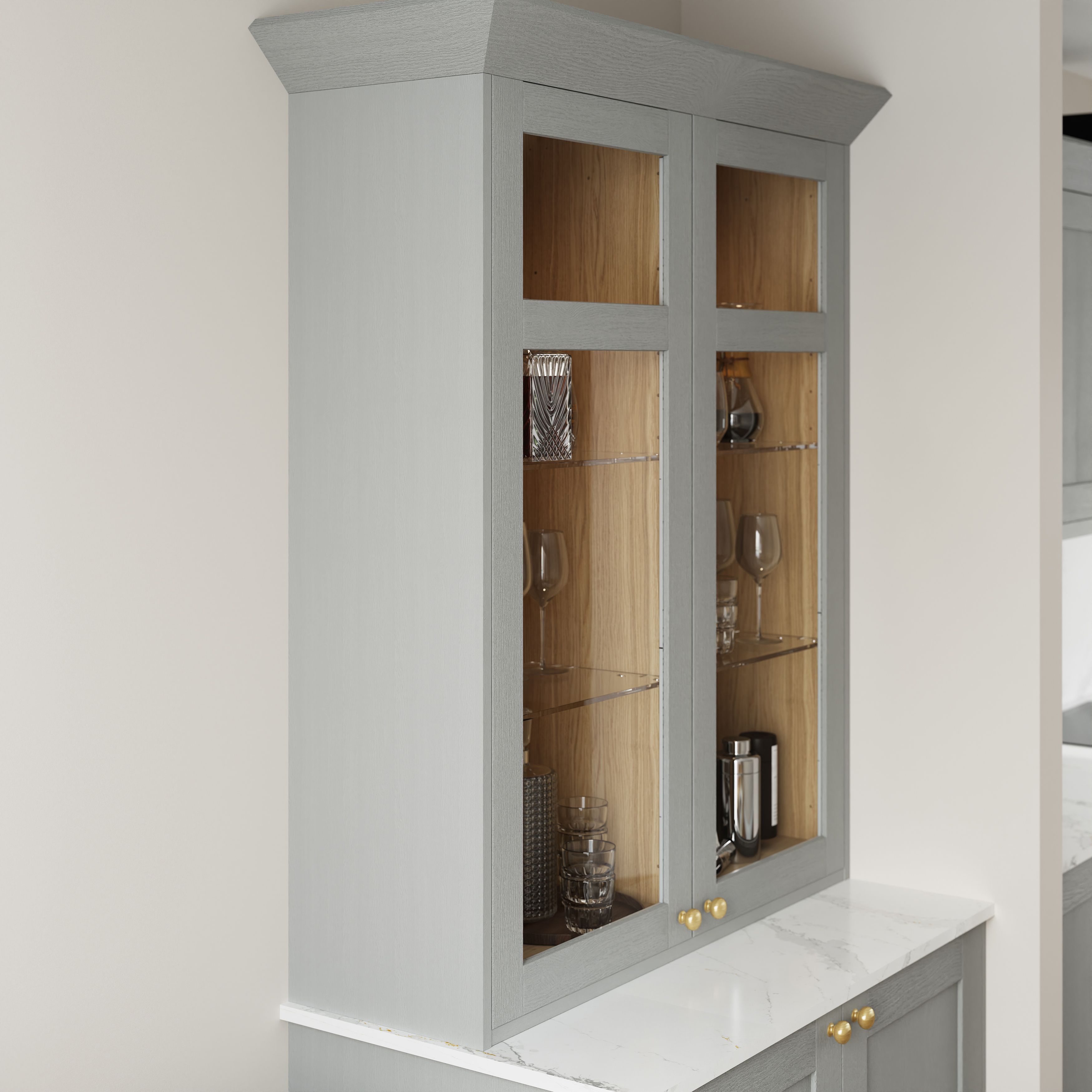 GoodHome Alpinia Matt grey painted wood effect Tall Clad on panel (H ...