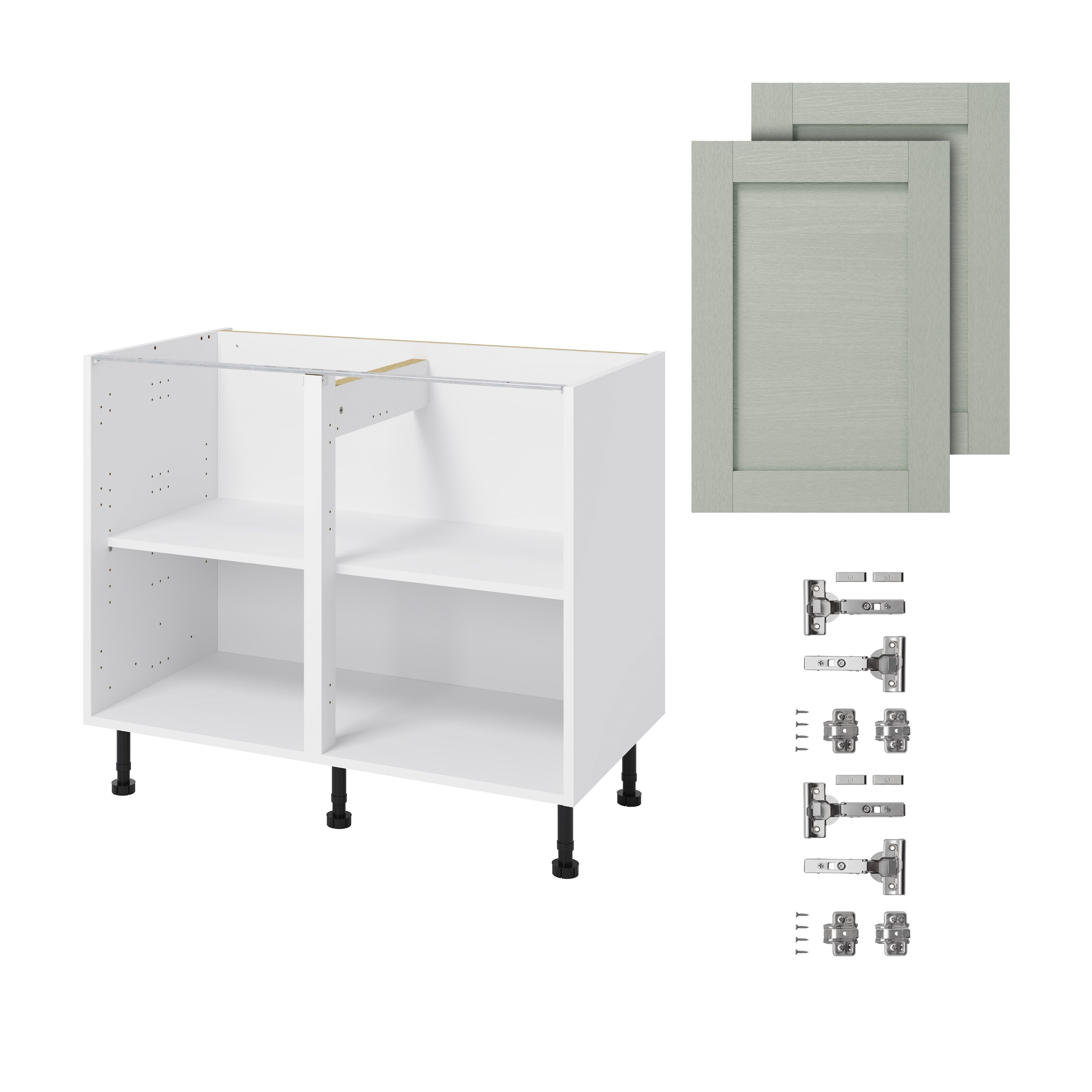 GoodHome Alpinia Matt grey wood effect Base Kitchen cabinet (W) 1000mm ...