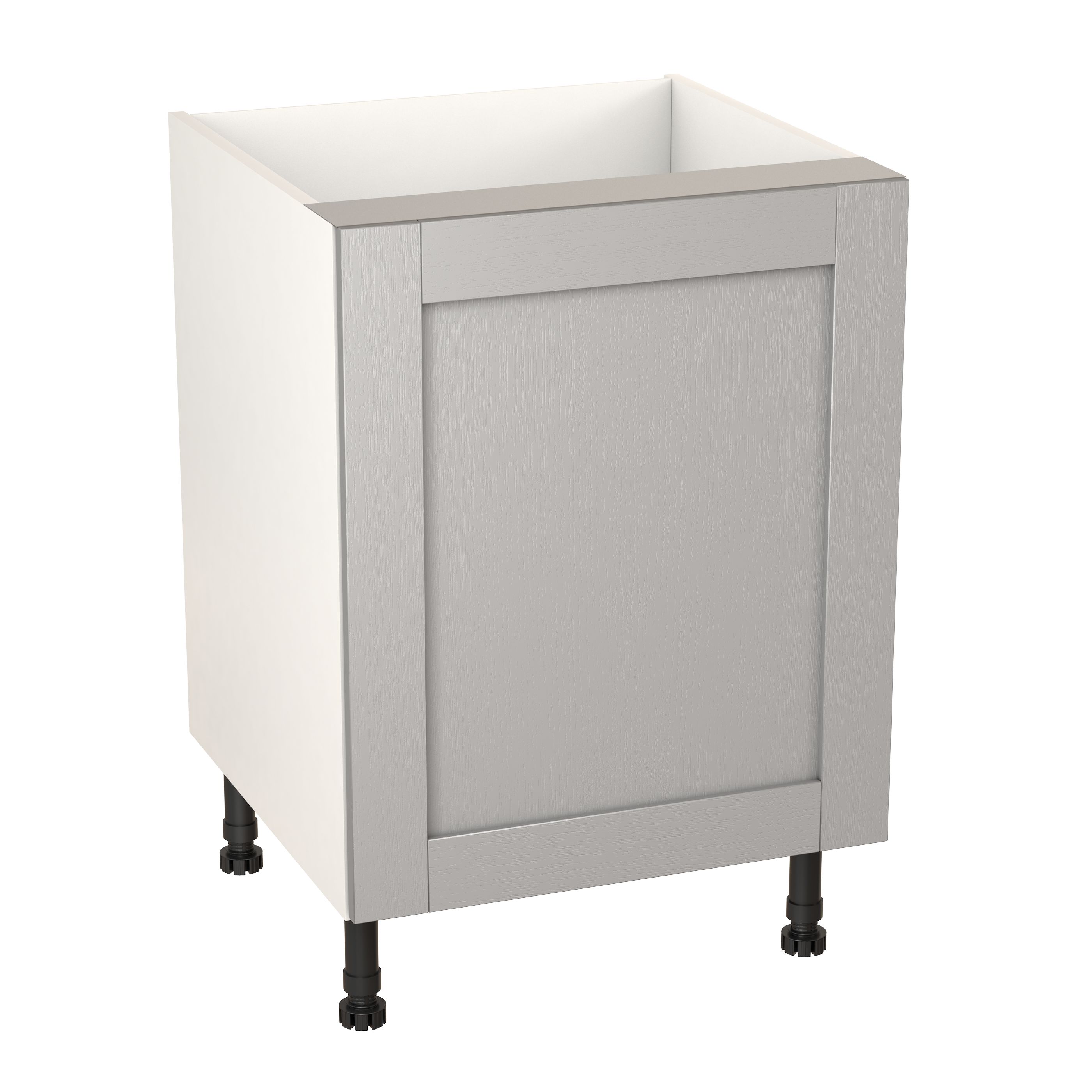 GoodHome Alpinia Matt grey wood effect Base Kitchen cabinet (W) 600mm ...