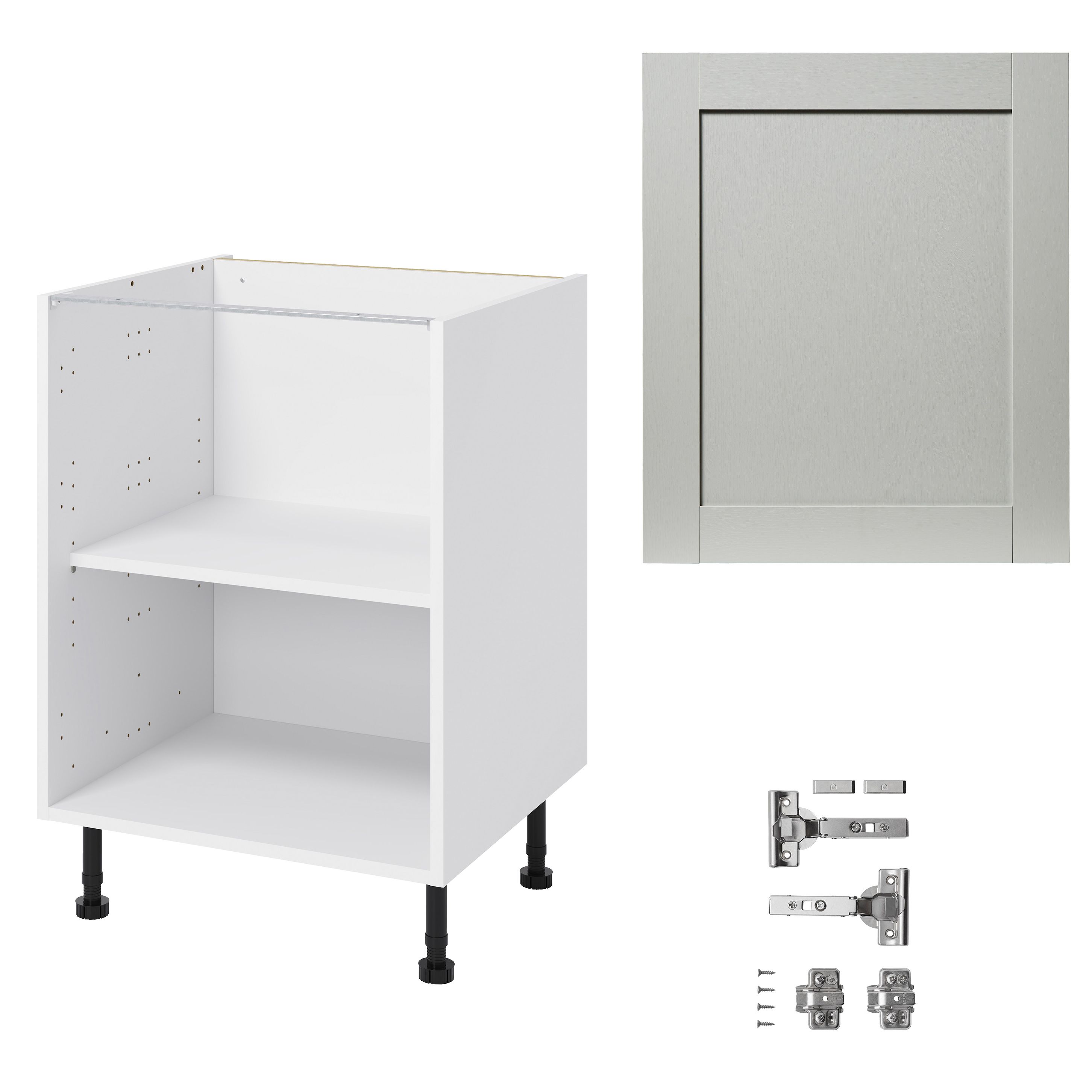 GoodHome Alpinia Matt grey wood effect Base Kitchen cabinet (W) 600mm ...