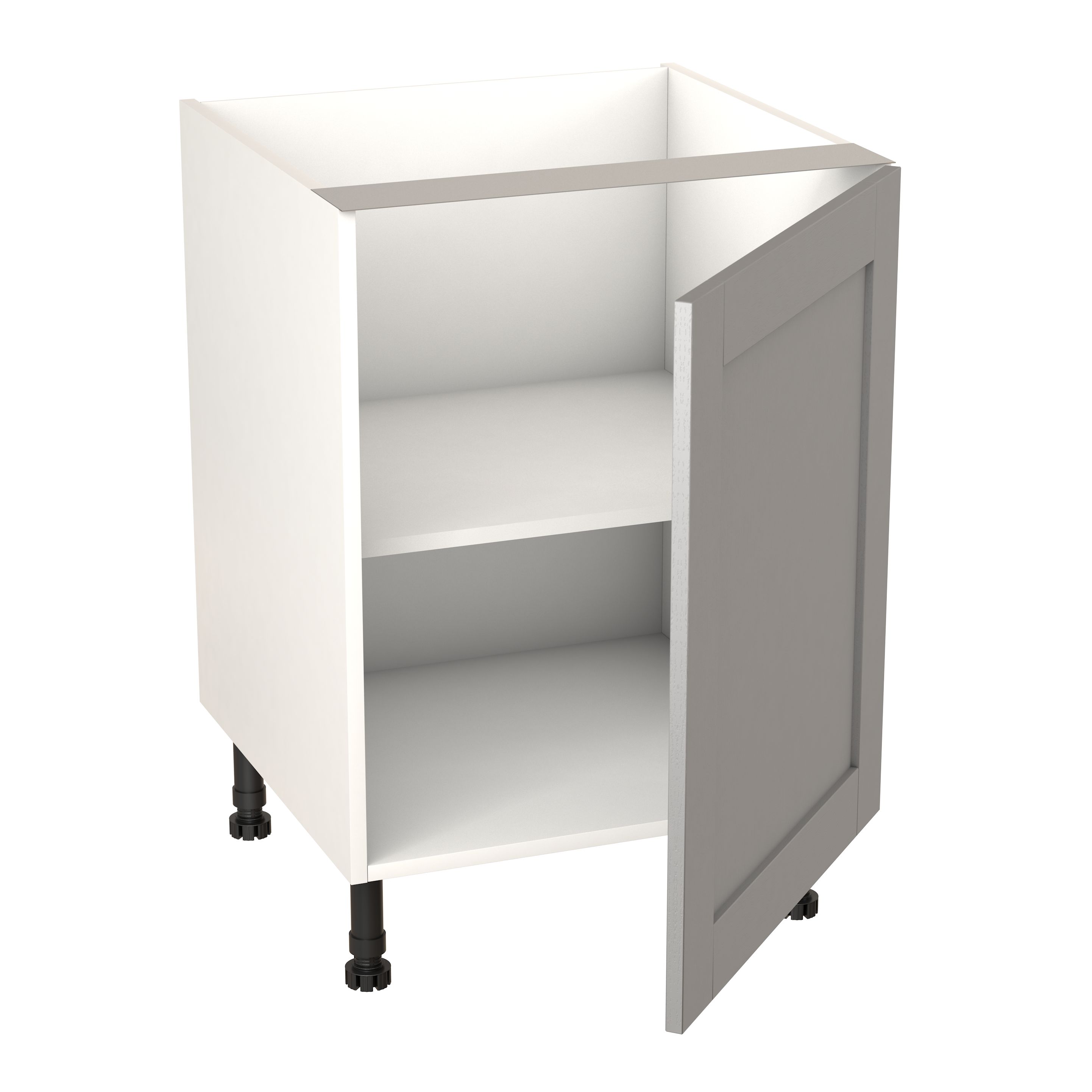 GoodHome Alpinia Matt grey wood effect Base Kitchen cabinet (W) 600mm ...