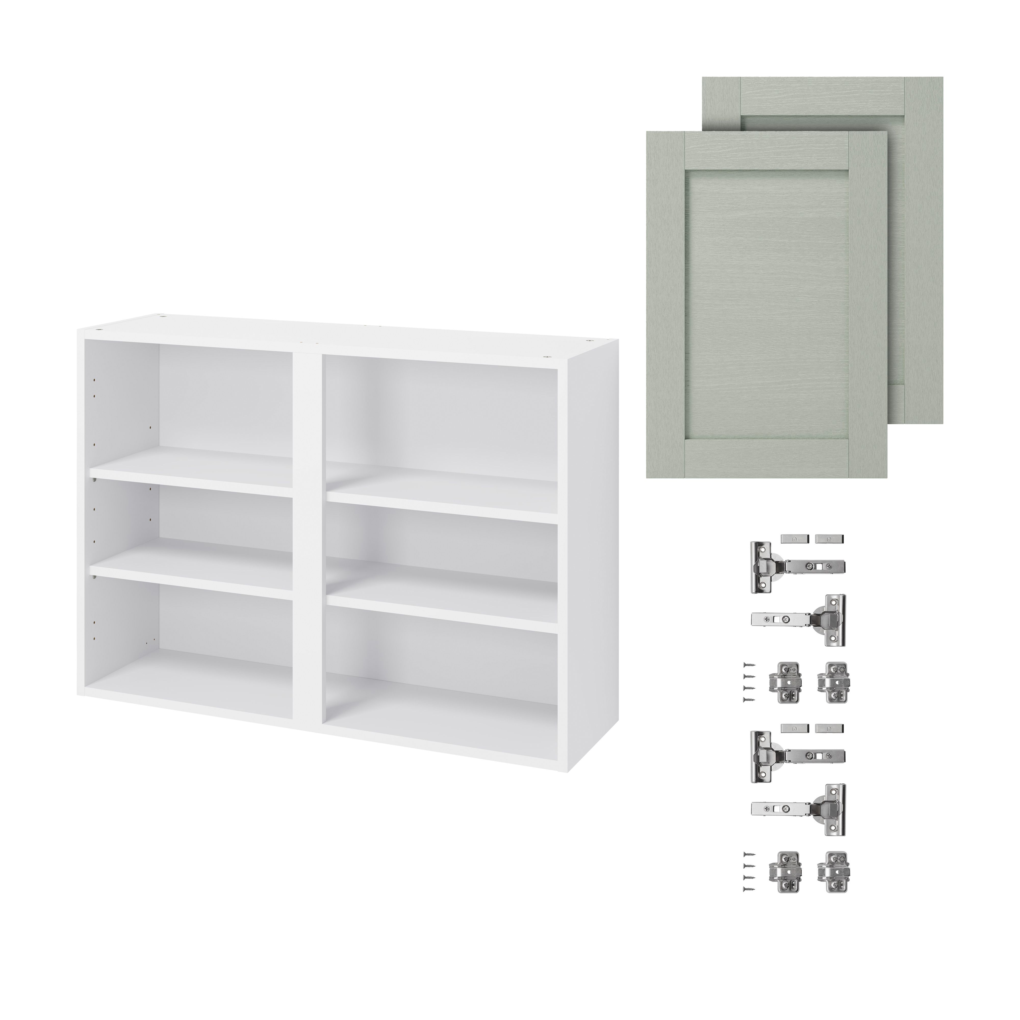 GoodHome Alpinia Matt grey wood effect Wall Kitchen cabinet (W) 1000mm ...