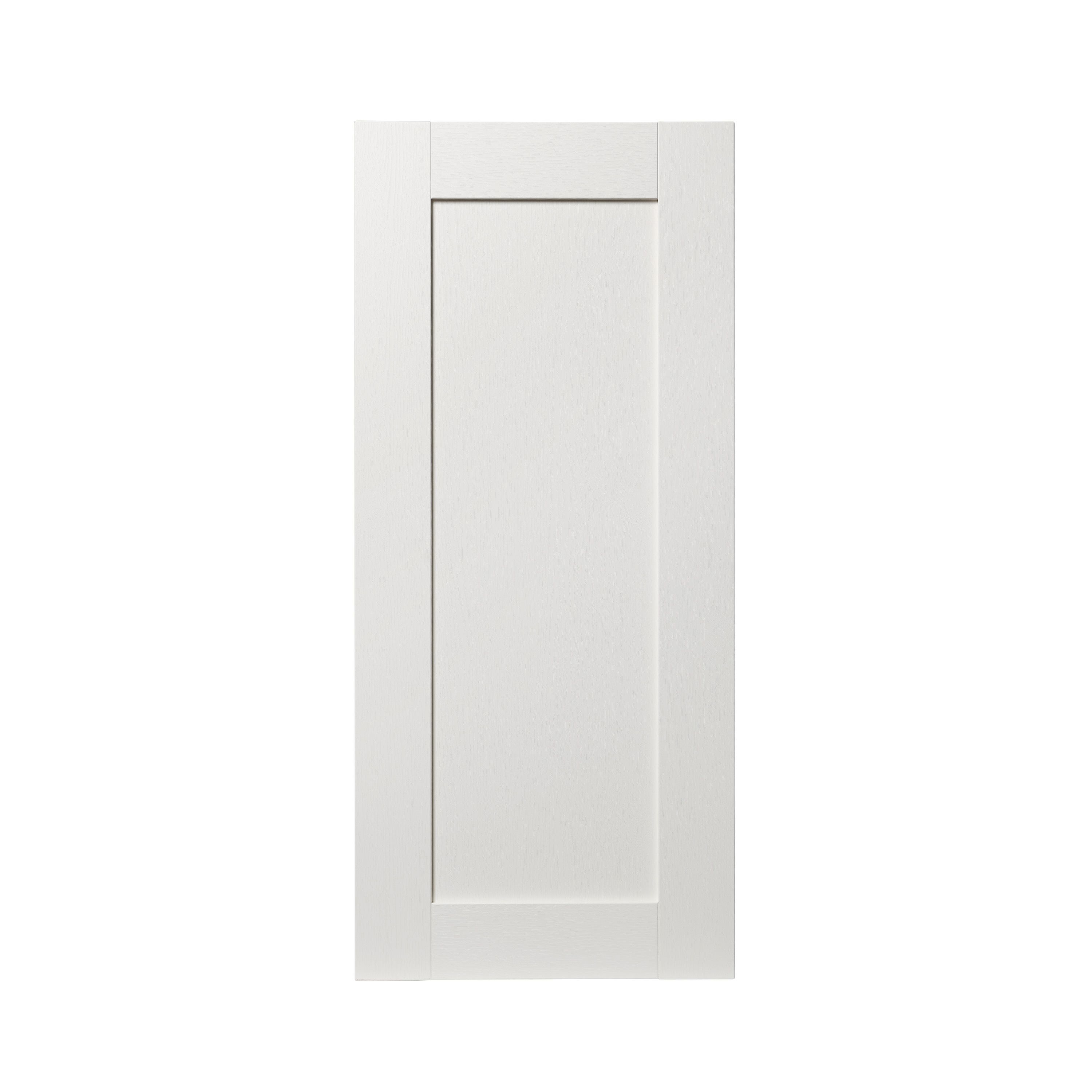 GoodHome Alpinia Matt ivory painted wood effect shaker Tall wall ...