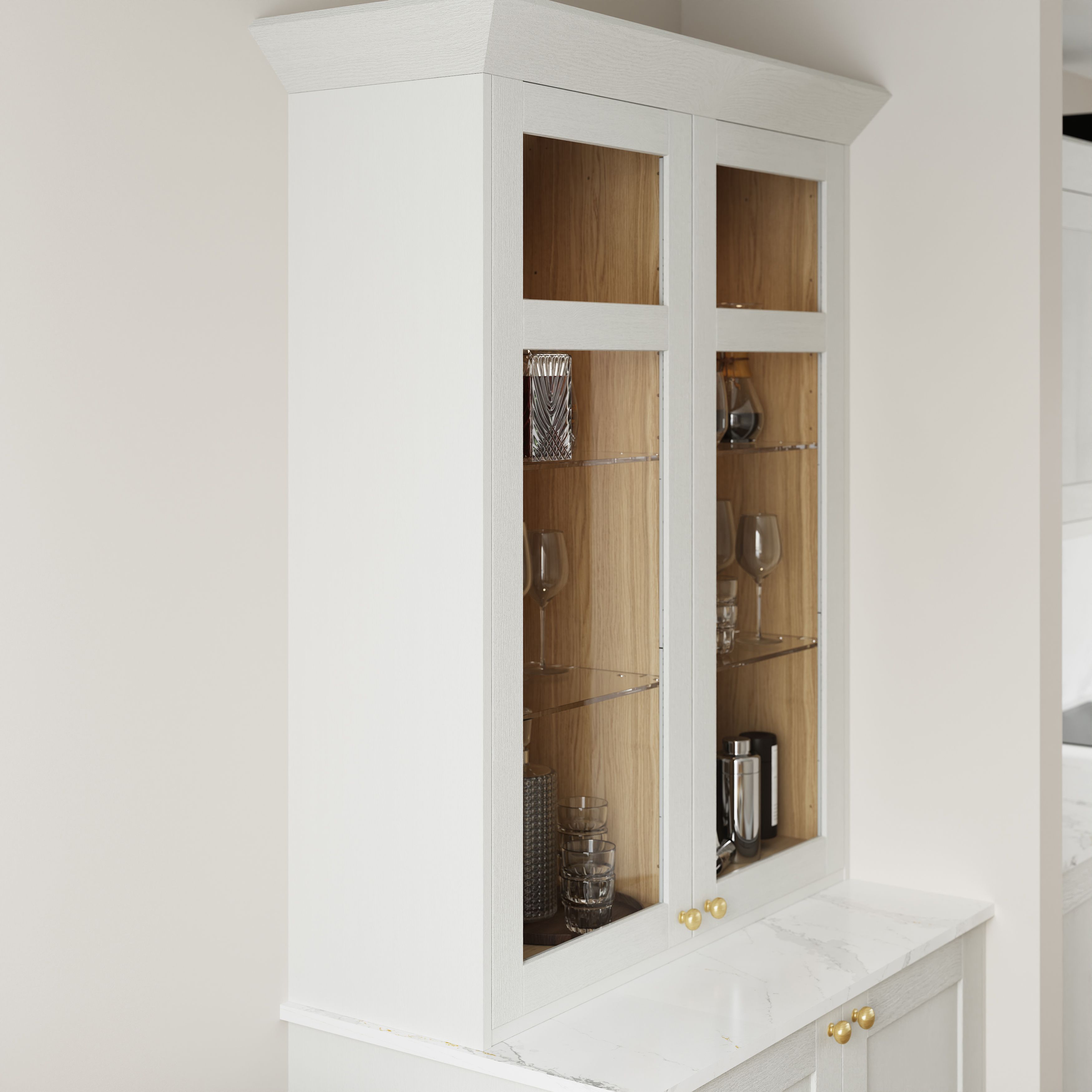 GoodHome Alpinia Matt ivory painted wood effect Tall Clad on panel (H ...