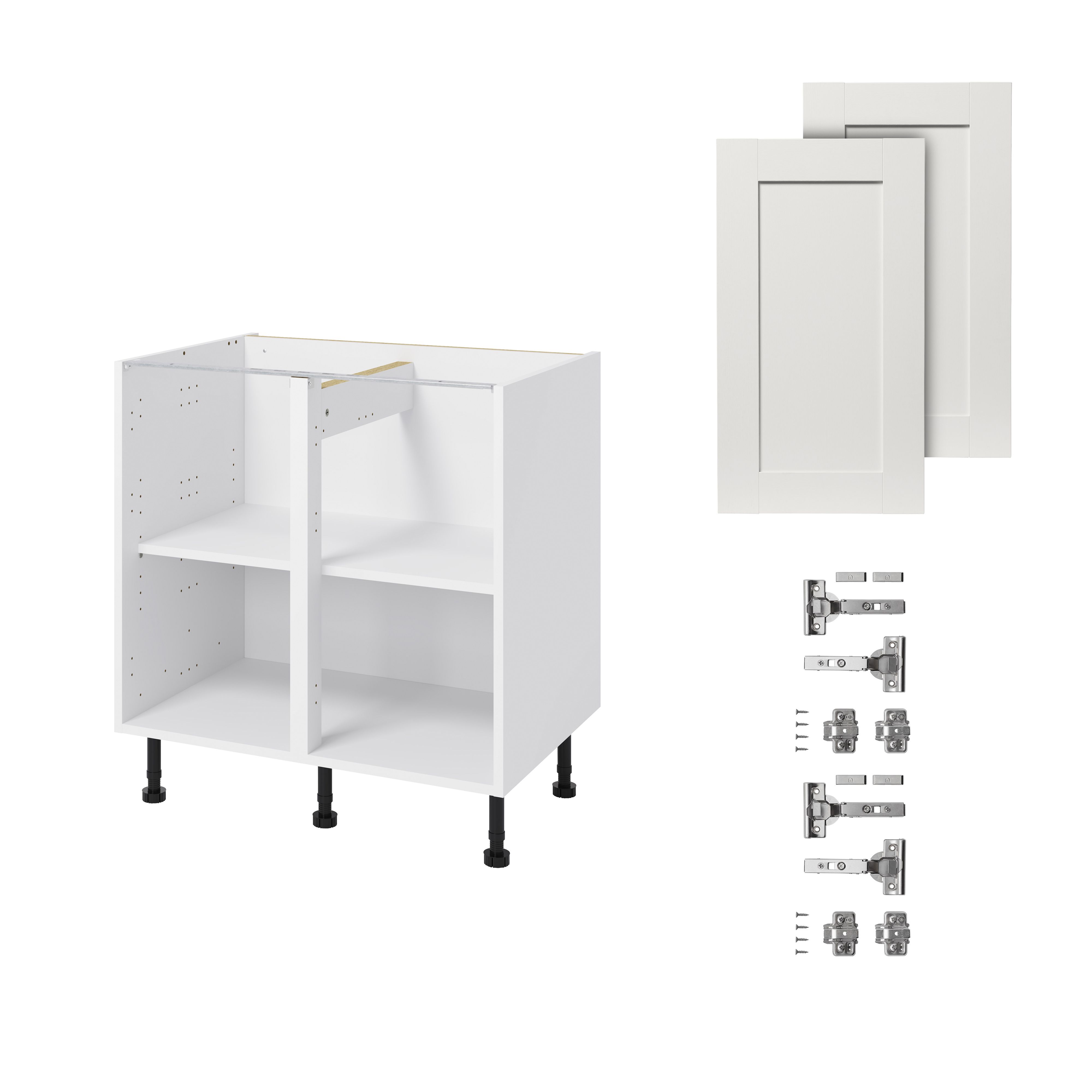 GoodHome Alpinia Matt ivory wood effect Base Kitchen cabinet (W) 800mm ...