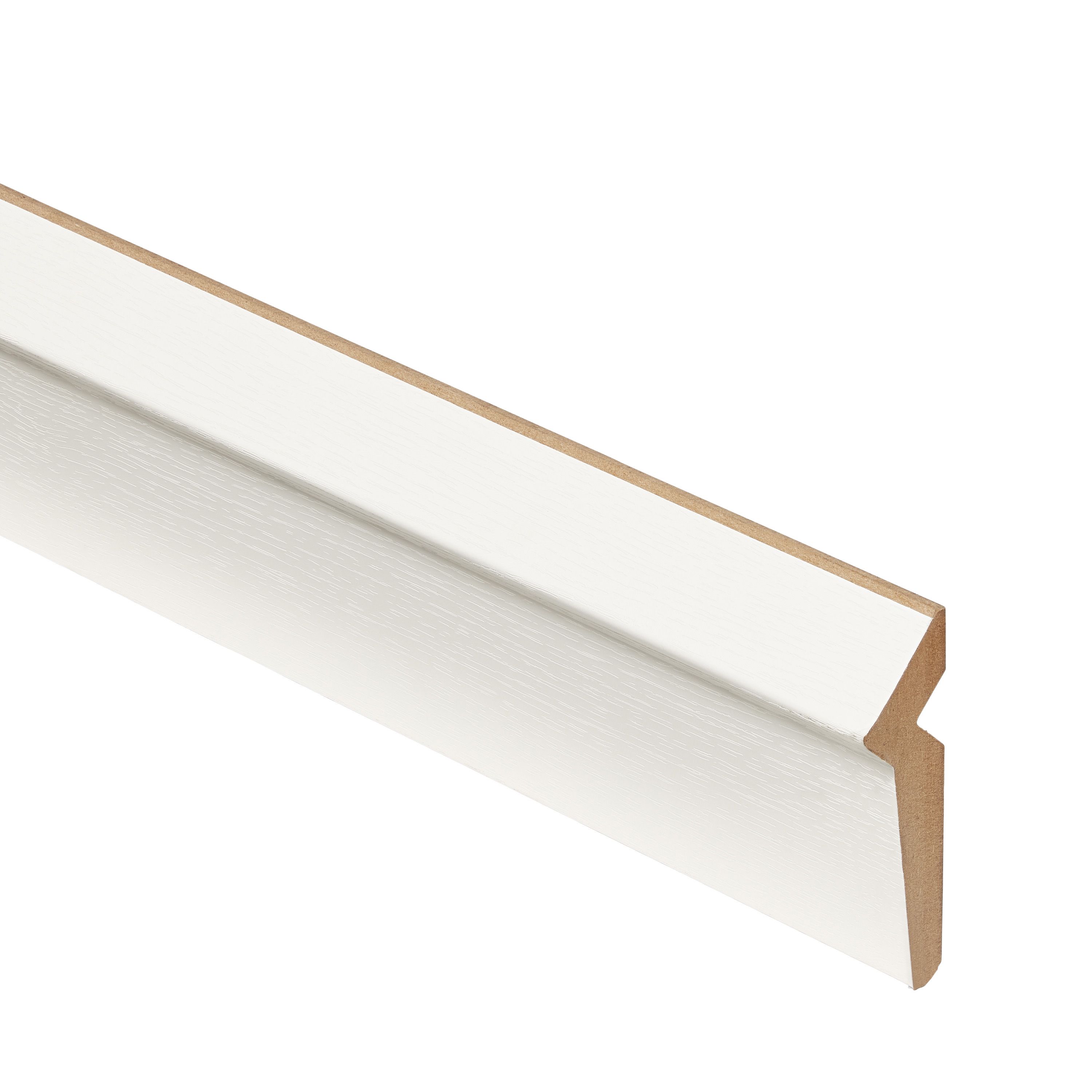 GoodHome Alpinia Matt ivory wood effect Cornice, (L)2400mm (H)75mm