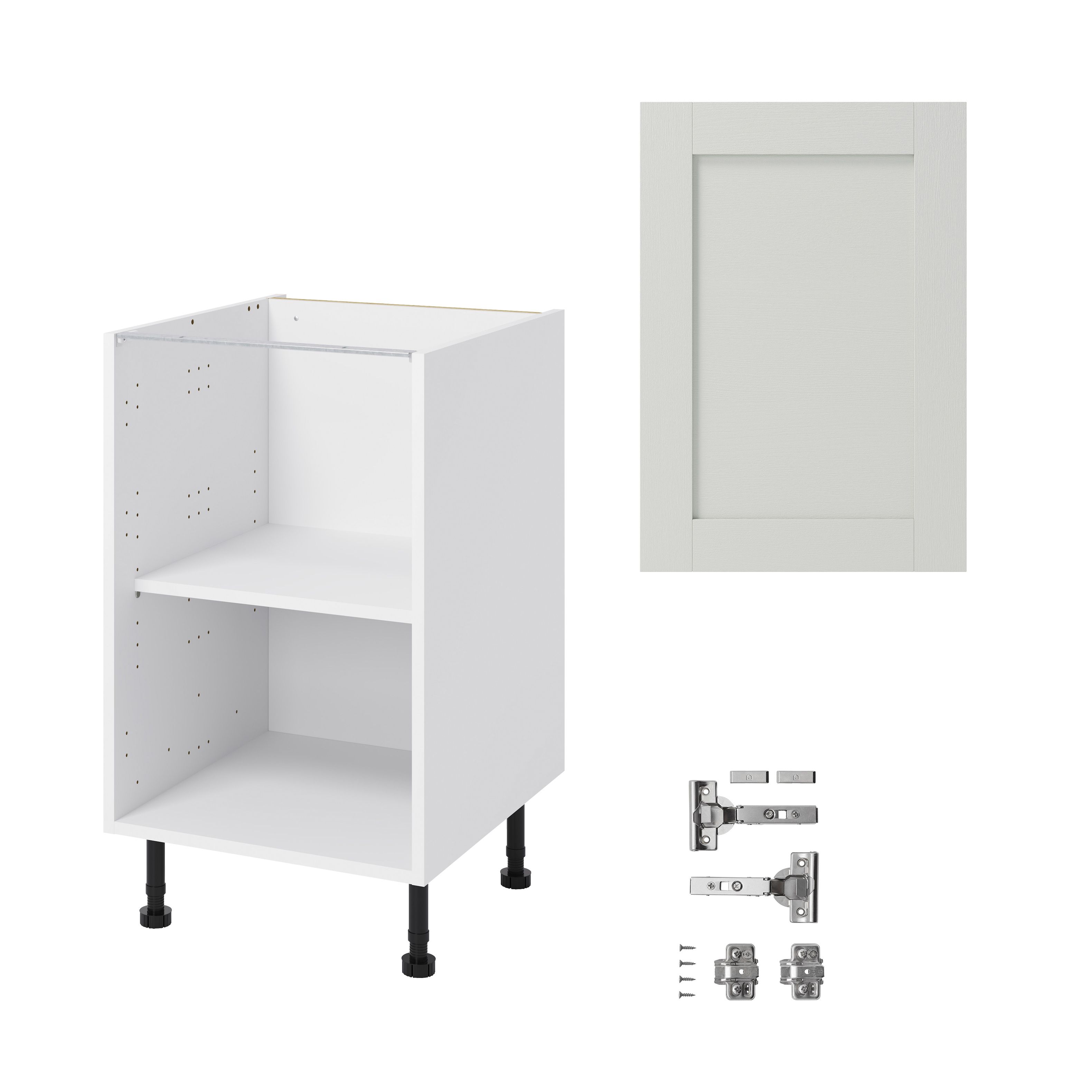 GoodHome Alpinia Matt ivory wood effect Matt ivory painted wood effect ...