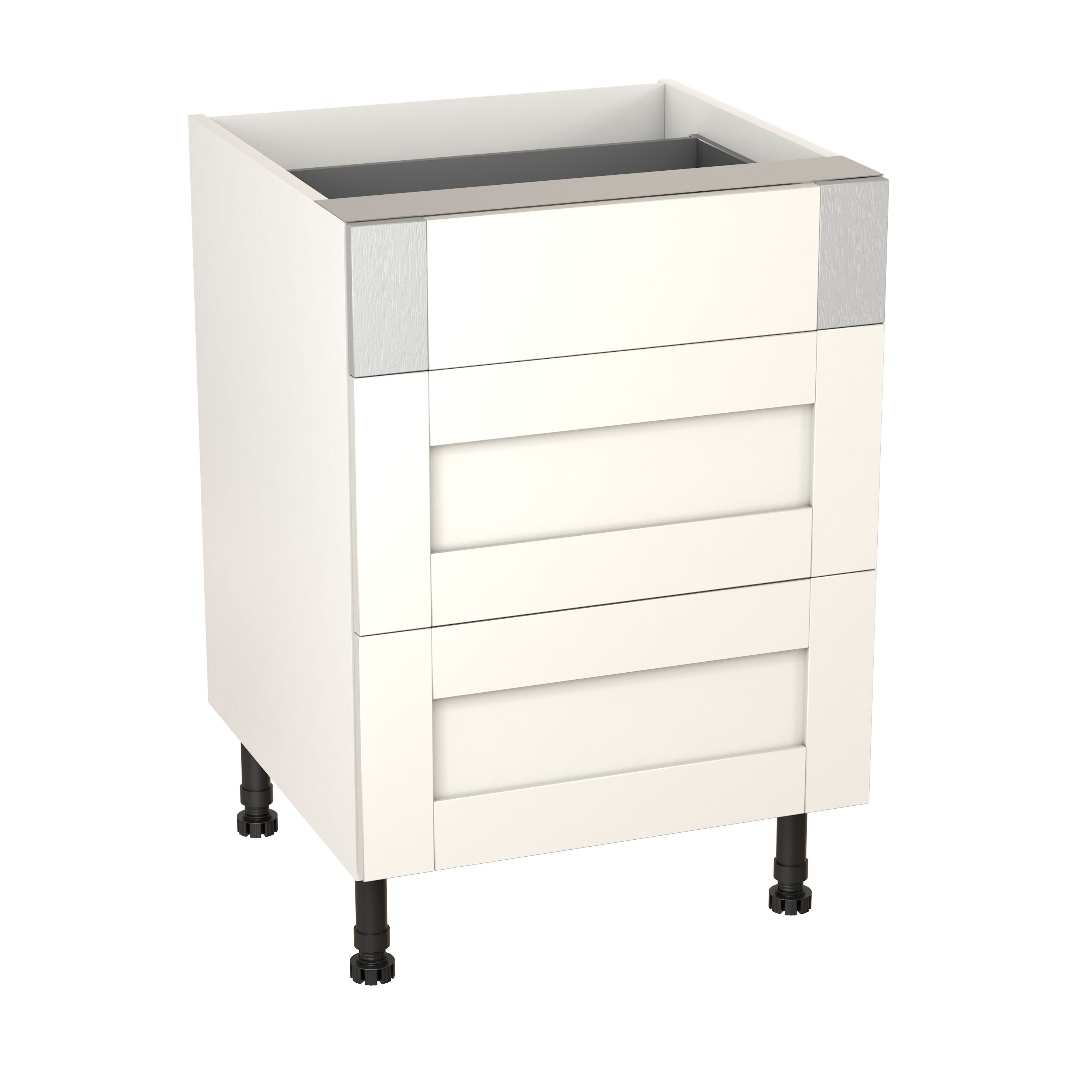 GoodHome Alpinia Matt ivory wood effect Matt ivory painted wood effect ...