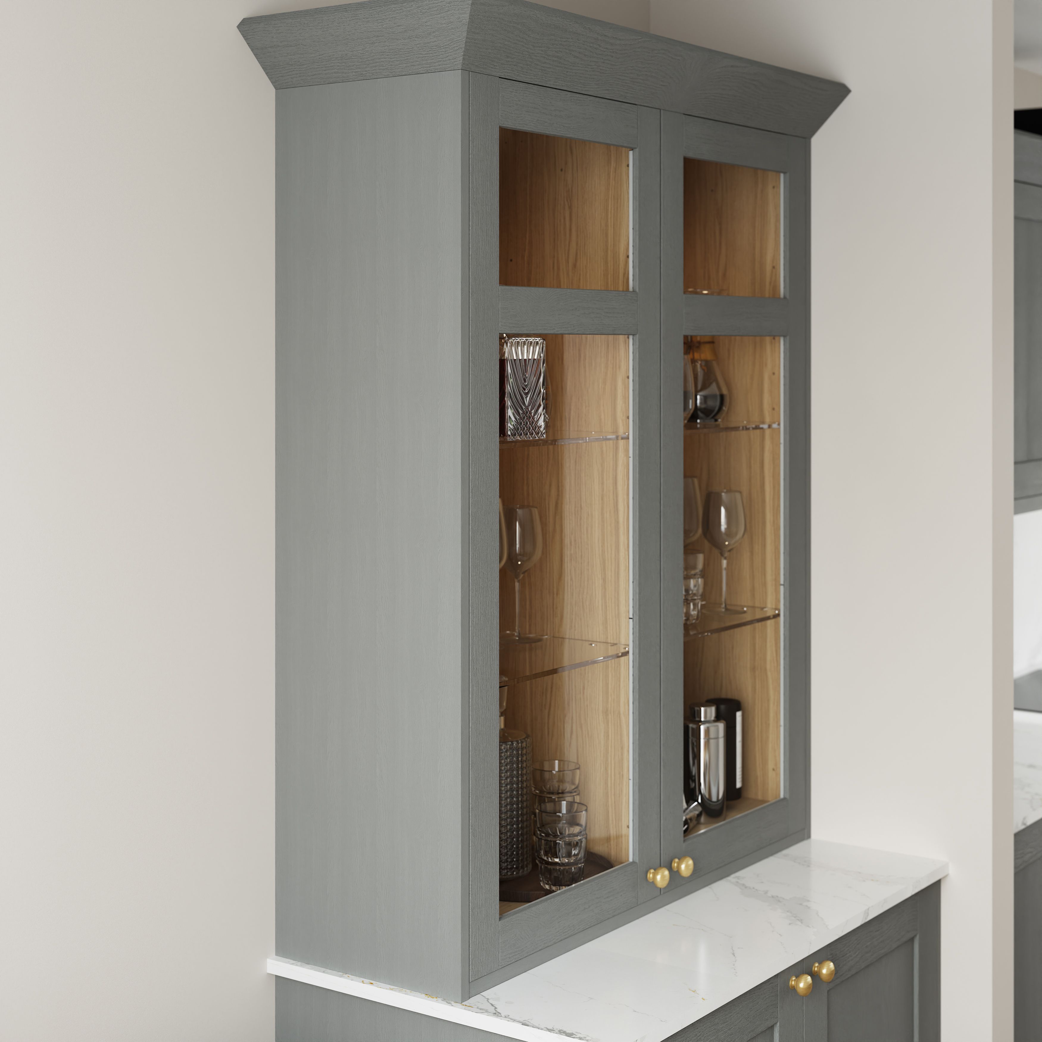 GoodHome Alpinia Matt slate grey painted wood effect Tall Clad on panel ...