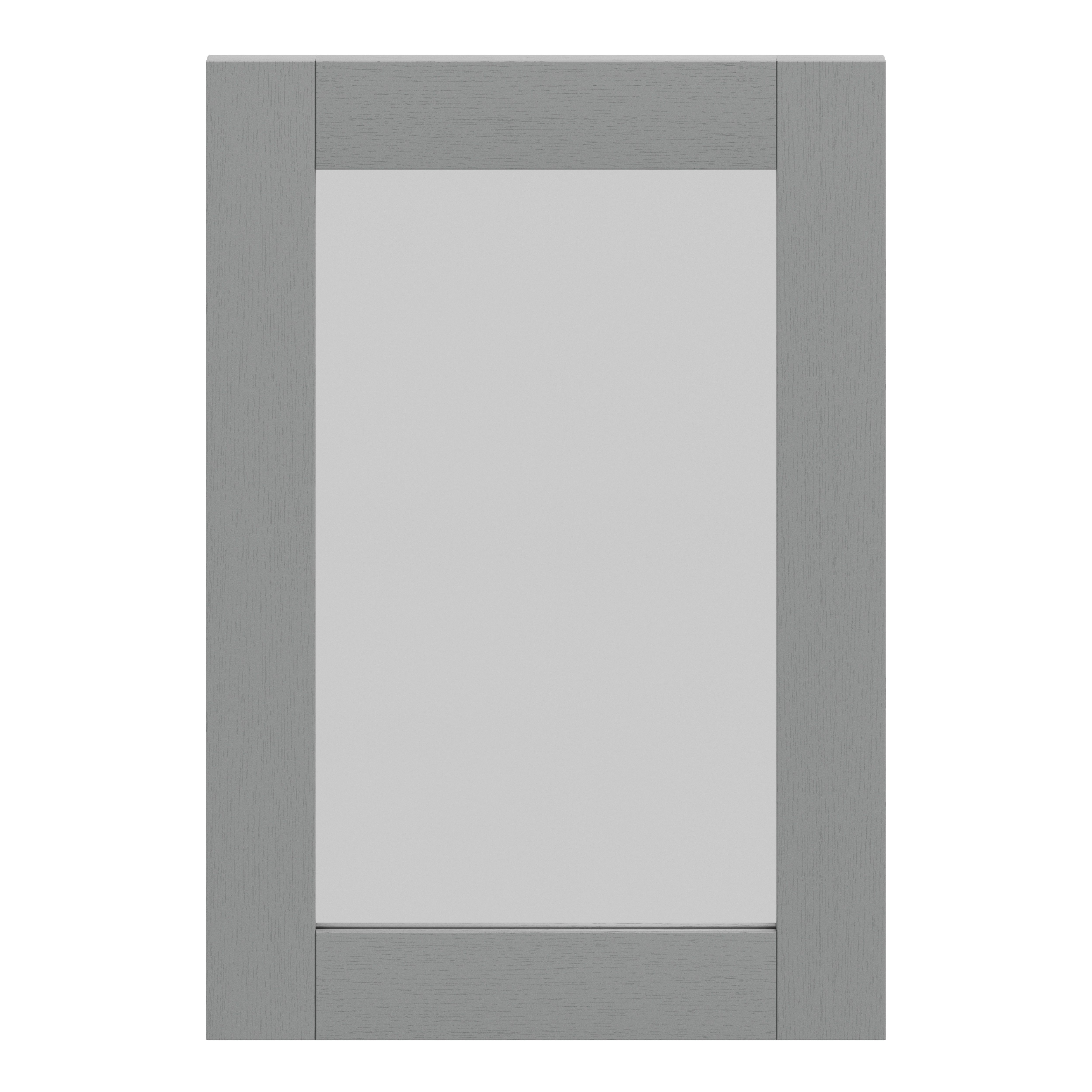 GoodHome Alpinia Matt slate grey wood effect Shaker Glazed Cabinet door ...